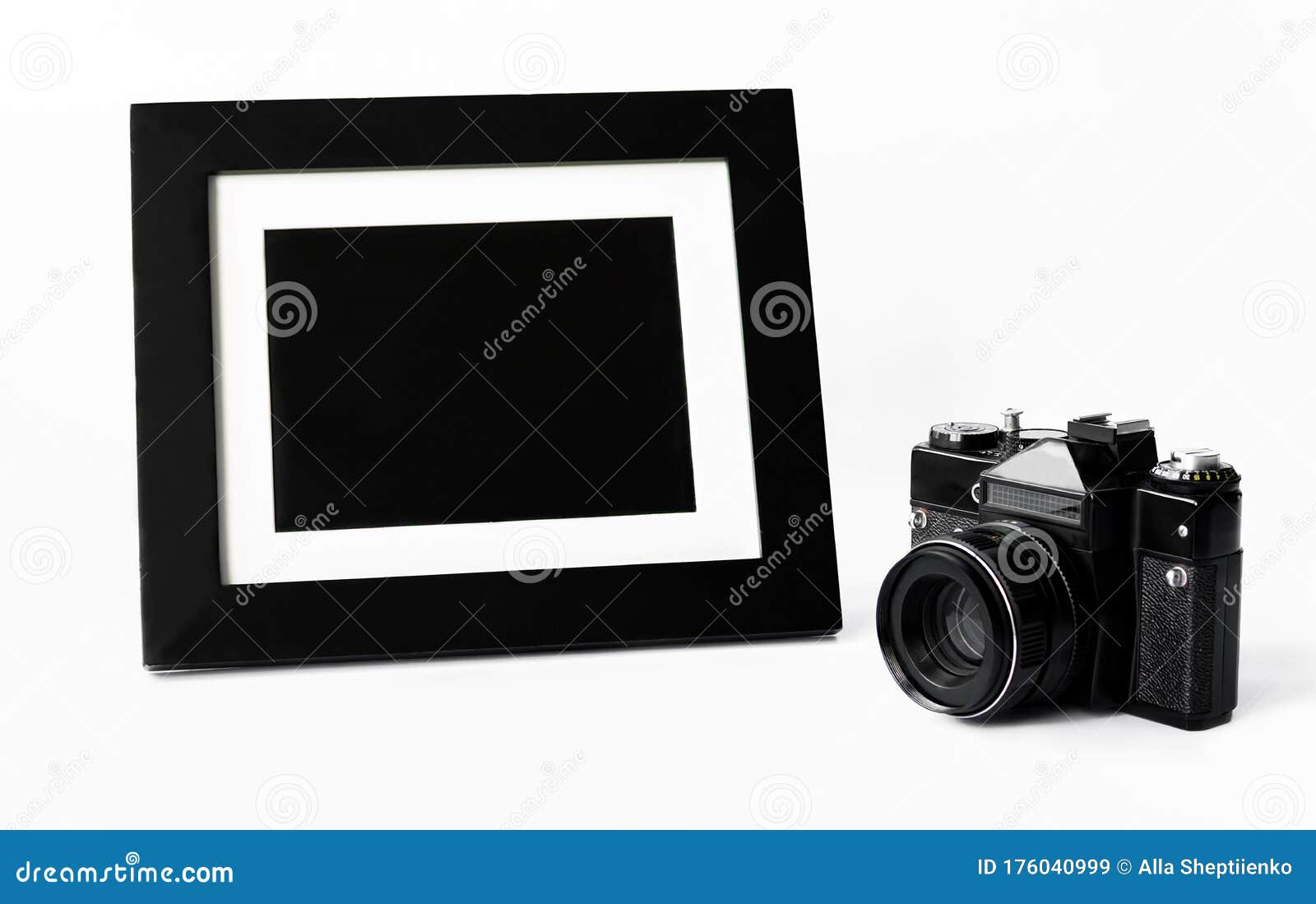 Camera and Photo Frame on a White Background Stock Image - Image of ...