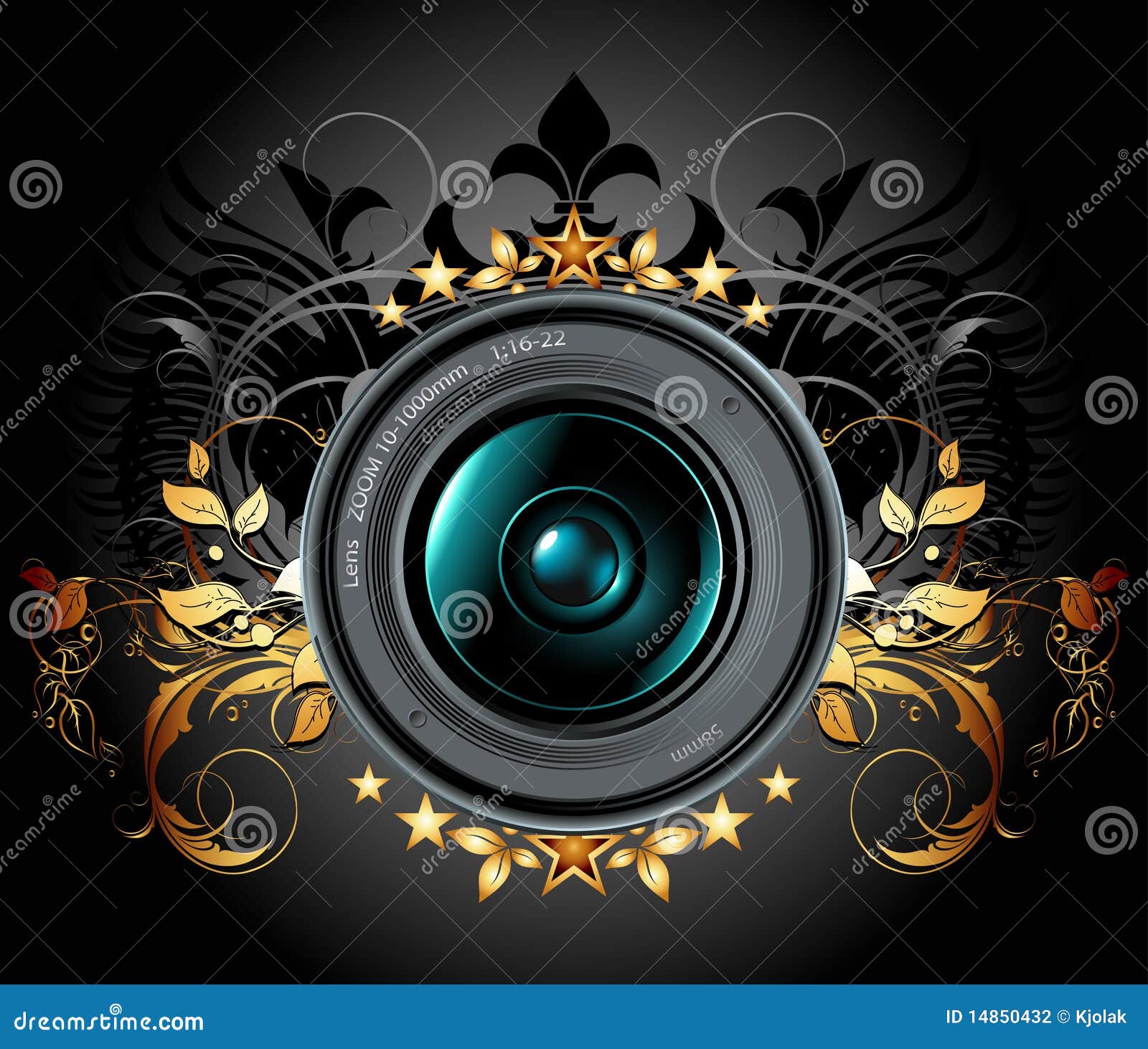 Camera Photo Lens with Ornamental Elements Stock Vector - Illustration ...