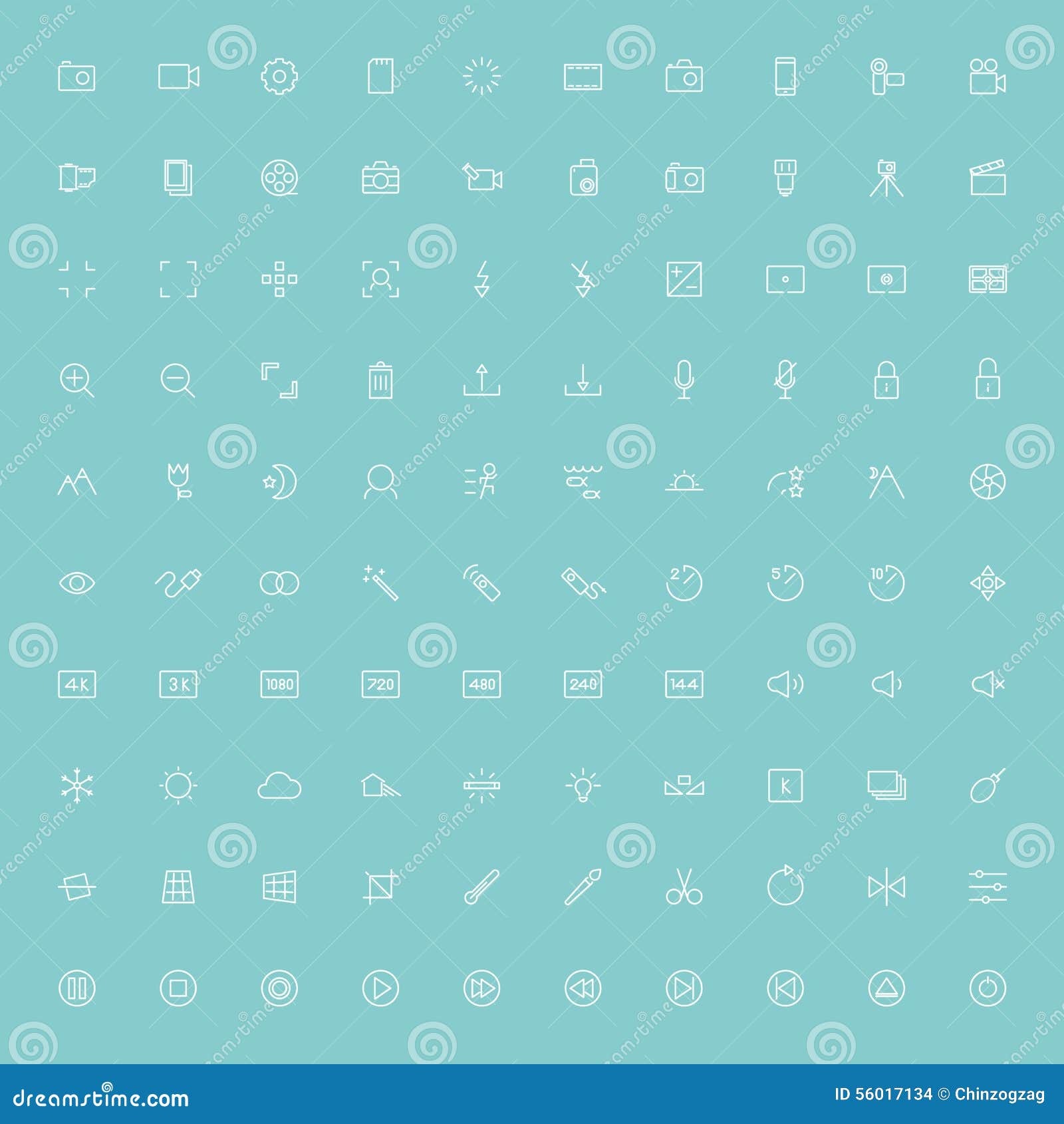 100 Camera and Photo Minimal Line Icons Stock Vector - Illustration of ...