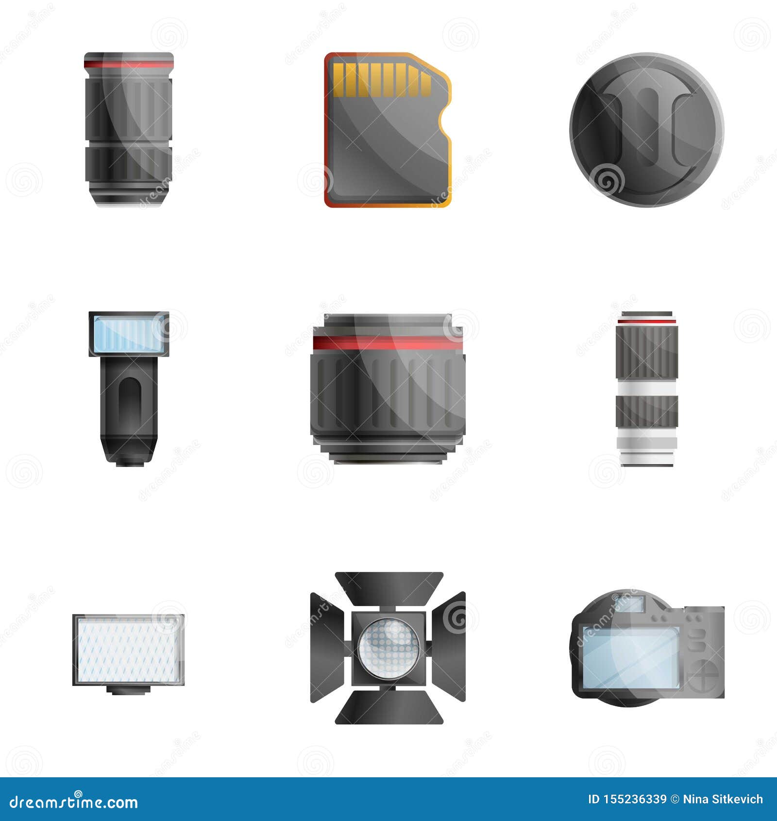 Camera Photo Tools Icon Set, Cartoon Style Stock Vector - Illustration ...