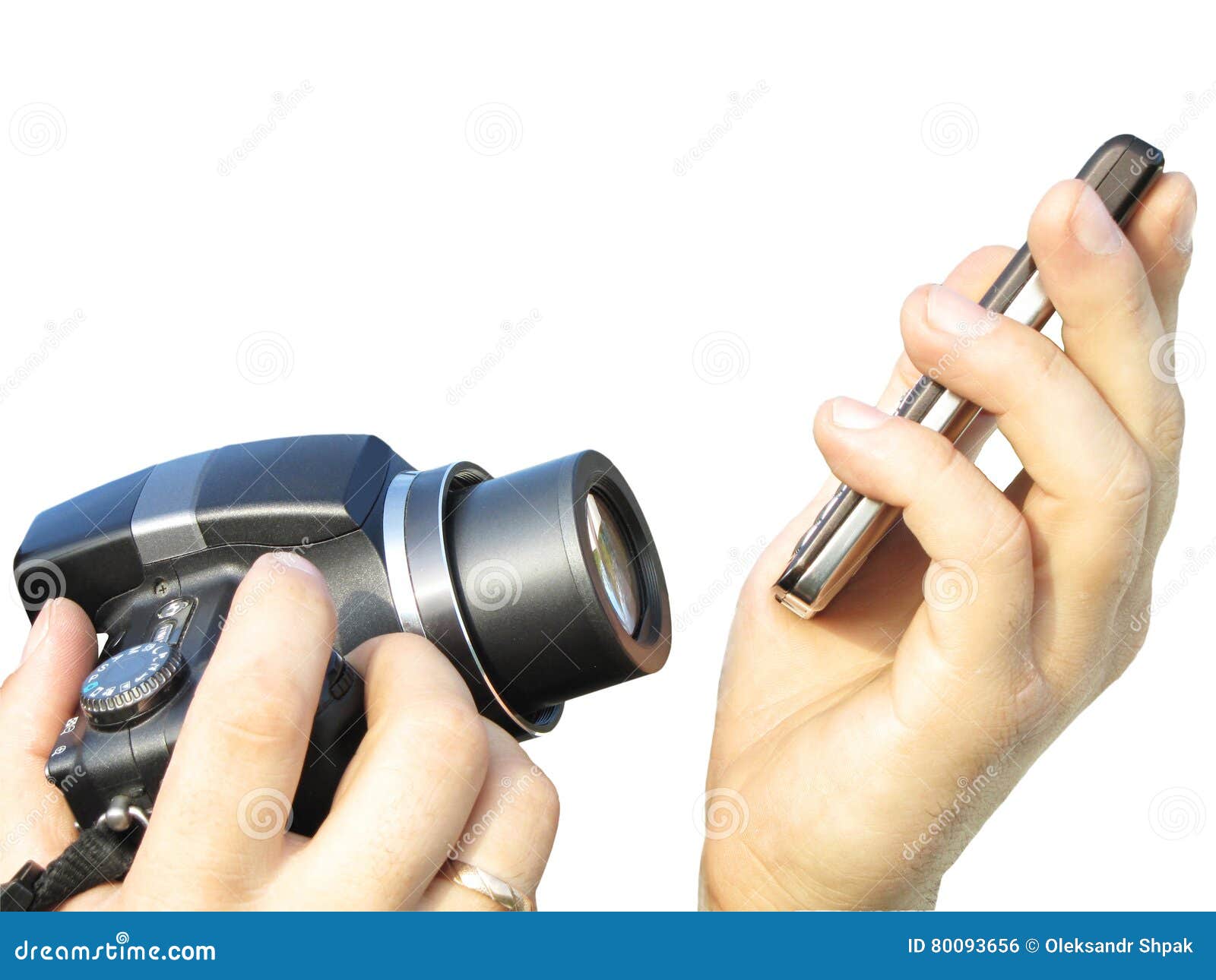 Camera Photographs the Mobile Phone in the Hands of the Photographe ...