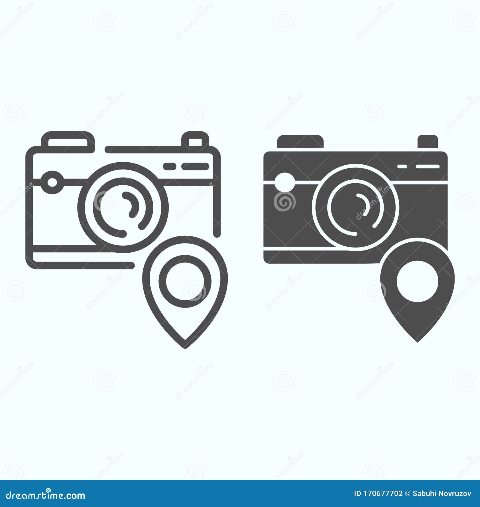 Camera with Pin Line and Solid Icon. Device To Record Photo Vector ...