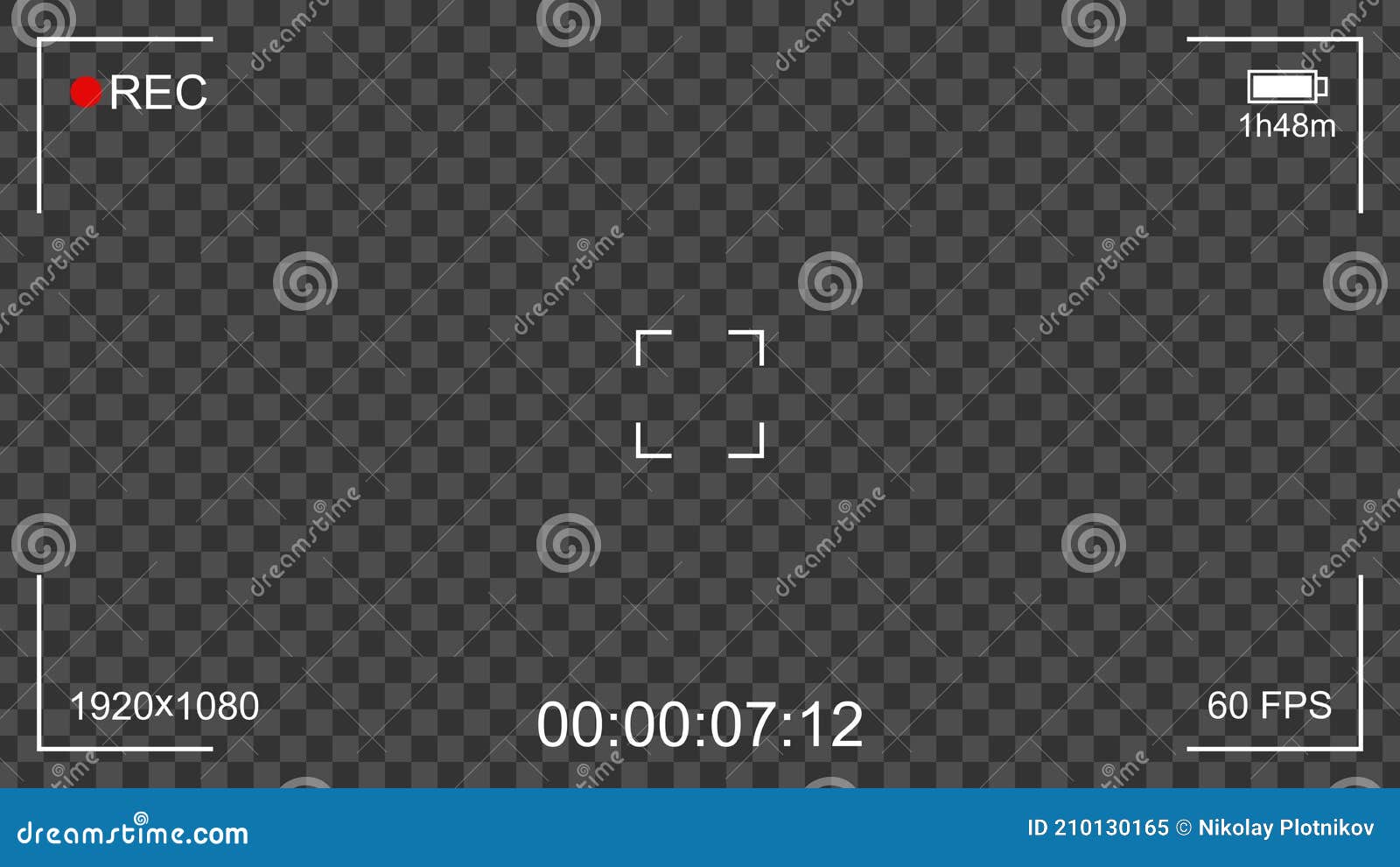 Camera Rec Interface Viewfinder with Transparent Background, Digital ...