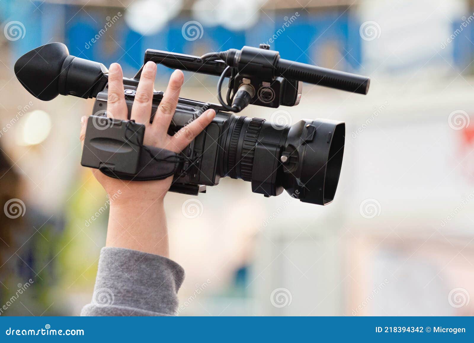 Camera recording stock photo. Image of journalist, side - 218394342