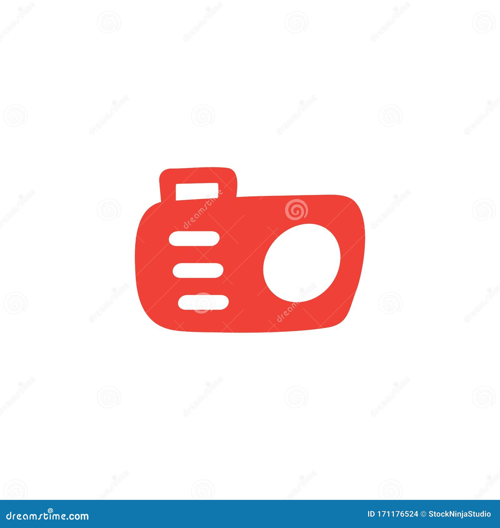 Camera Red Icon on White Background. Red Flat Style Vector Illustration ...
