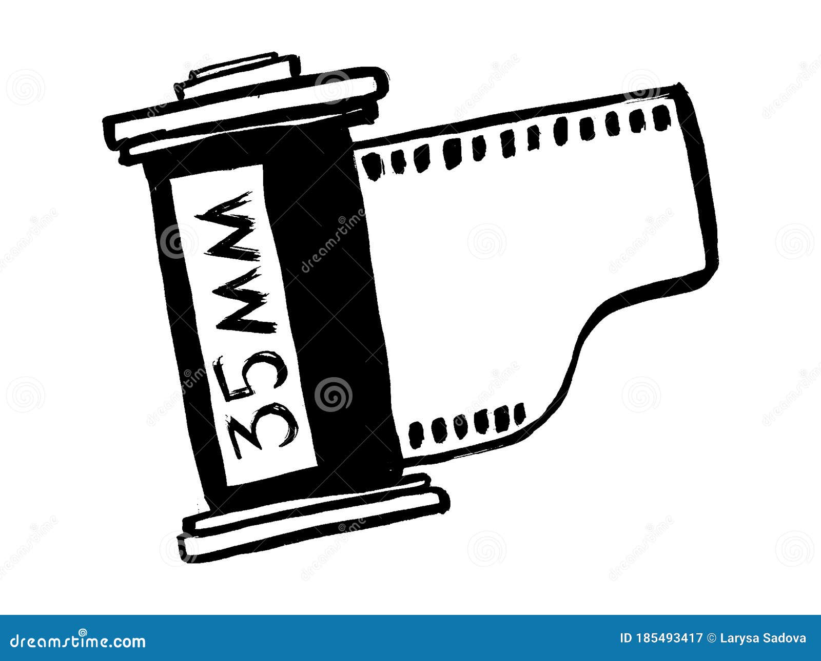 Camera Roll Flat Icon. Simple Vector Black Grunge Hand-drawn Pictogram ...