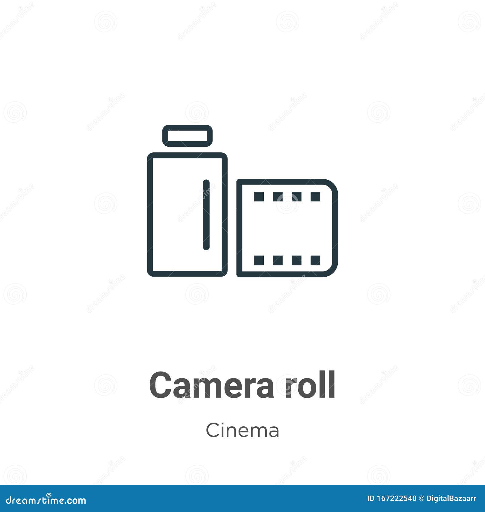 Camera Roll Outline Vector Icon. Thin Line Black Camera Roll Icon, Flat ...