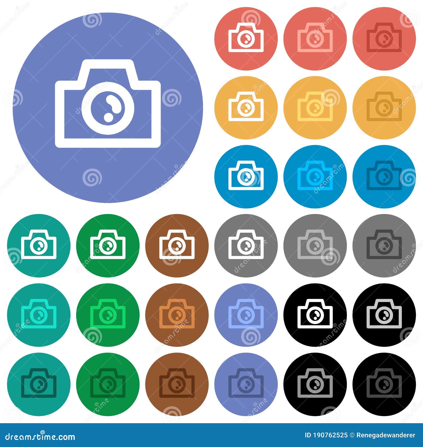 Camera Round Flat Multi Colored Icons Stock Vector - Illustration of ...