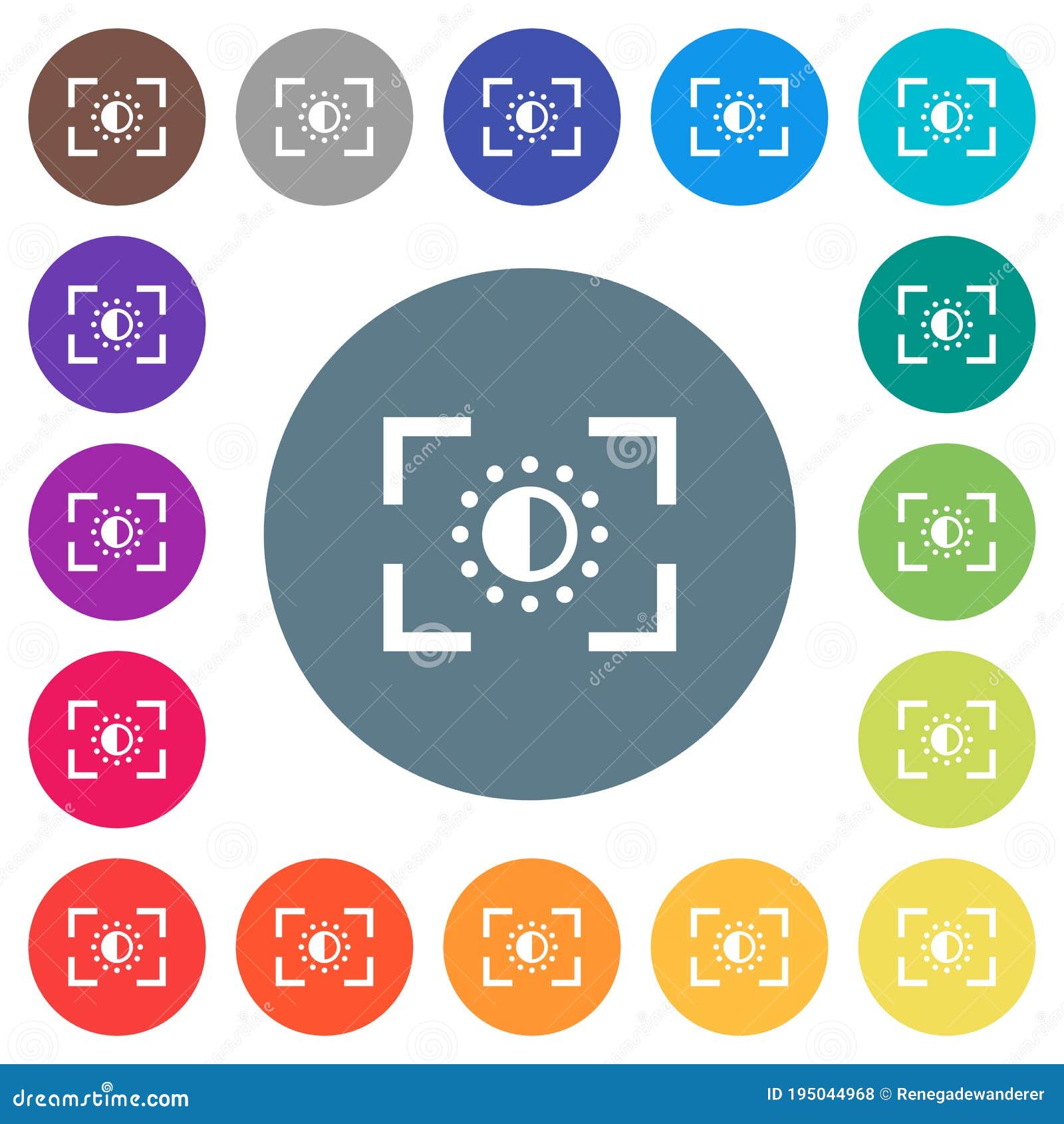 Camera Saturation Setting Flat White Icons on Round Color Backgrounds ...