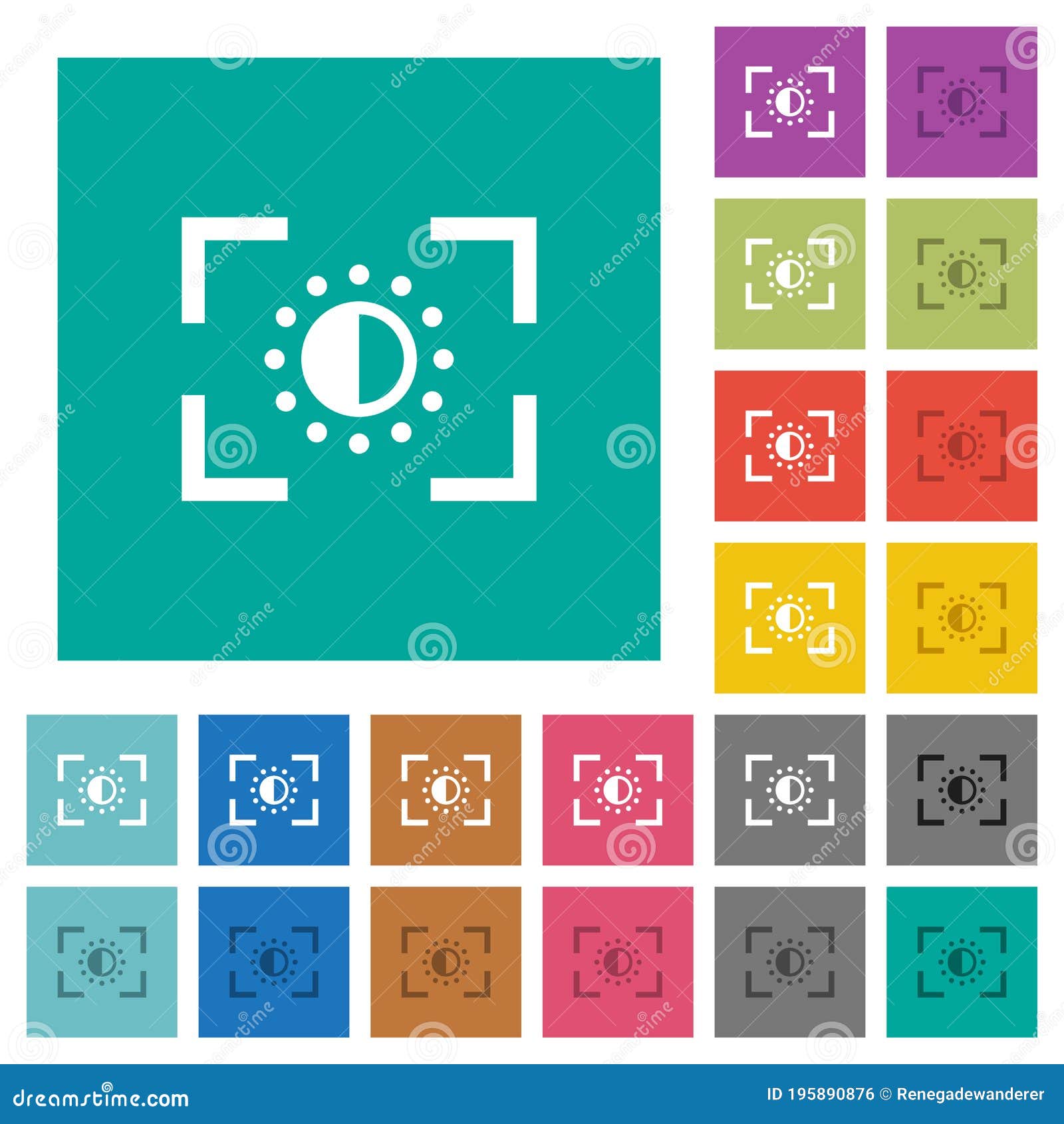 Camera Saturation Setting Square Flat Multi Colored Icons Stock Vector ...
