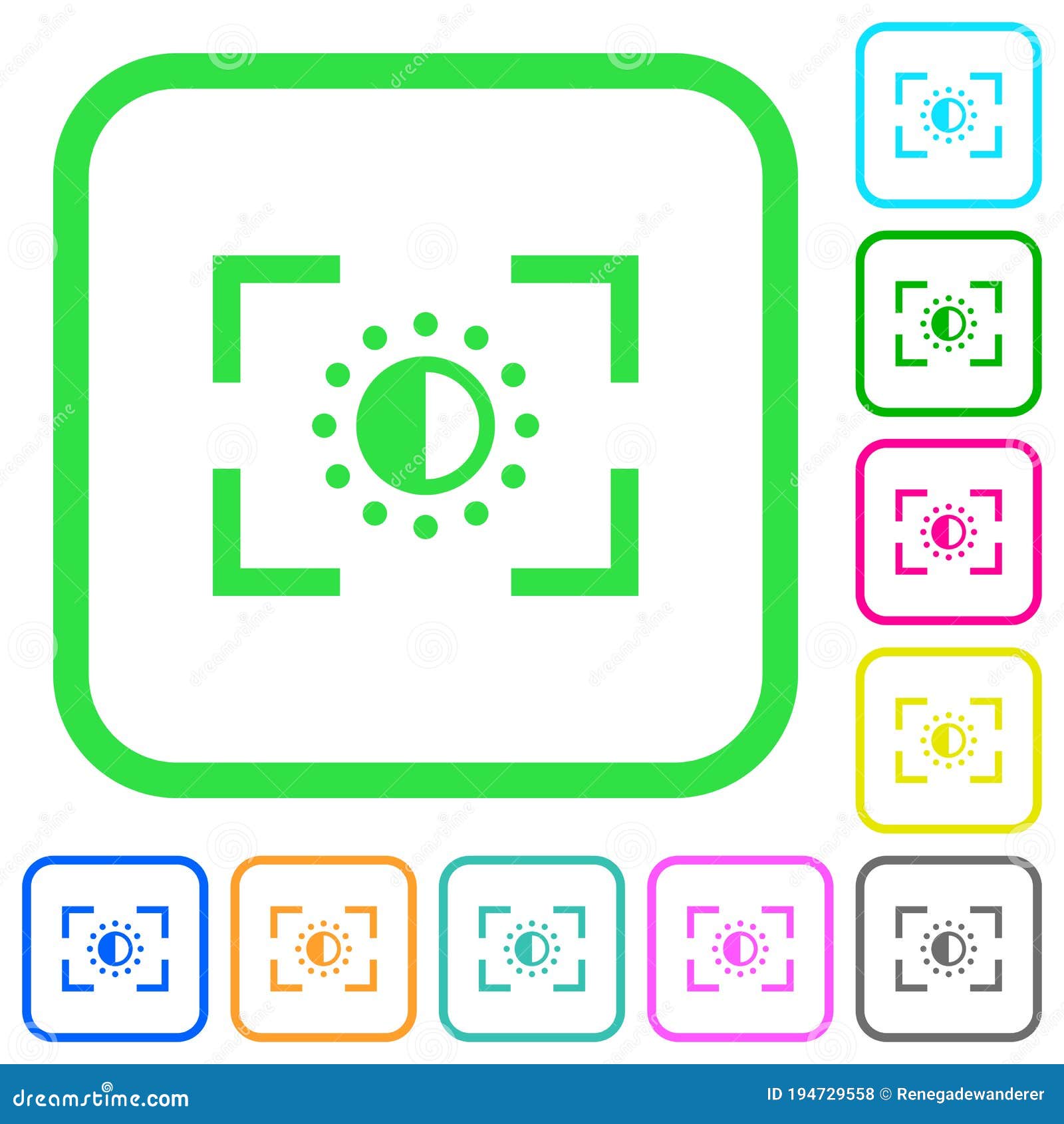 Camera Saturation Setting Vivid Colored Flat Icons Stock Vector ...