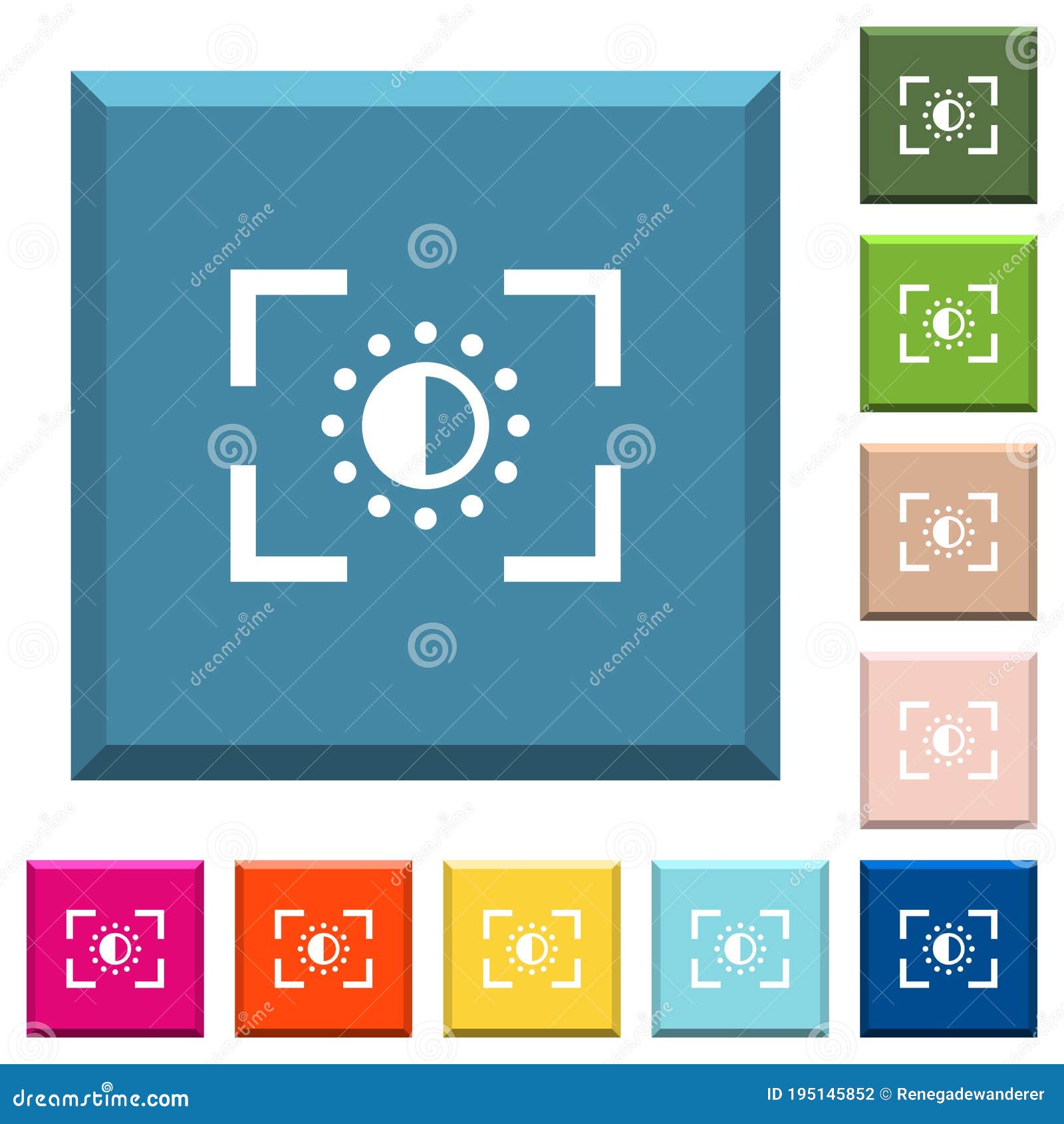 Camera Saturation Setting White Icons On Edged Square Buttons Vector ...