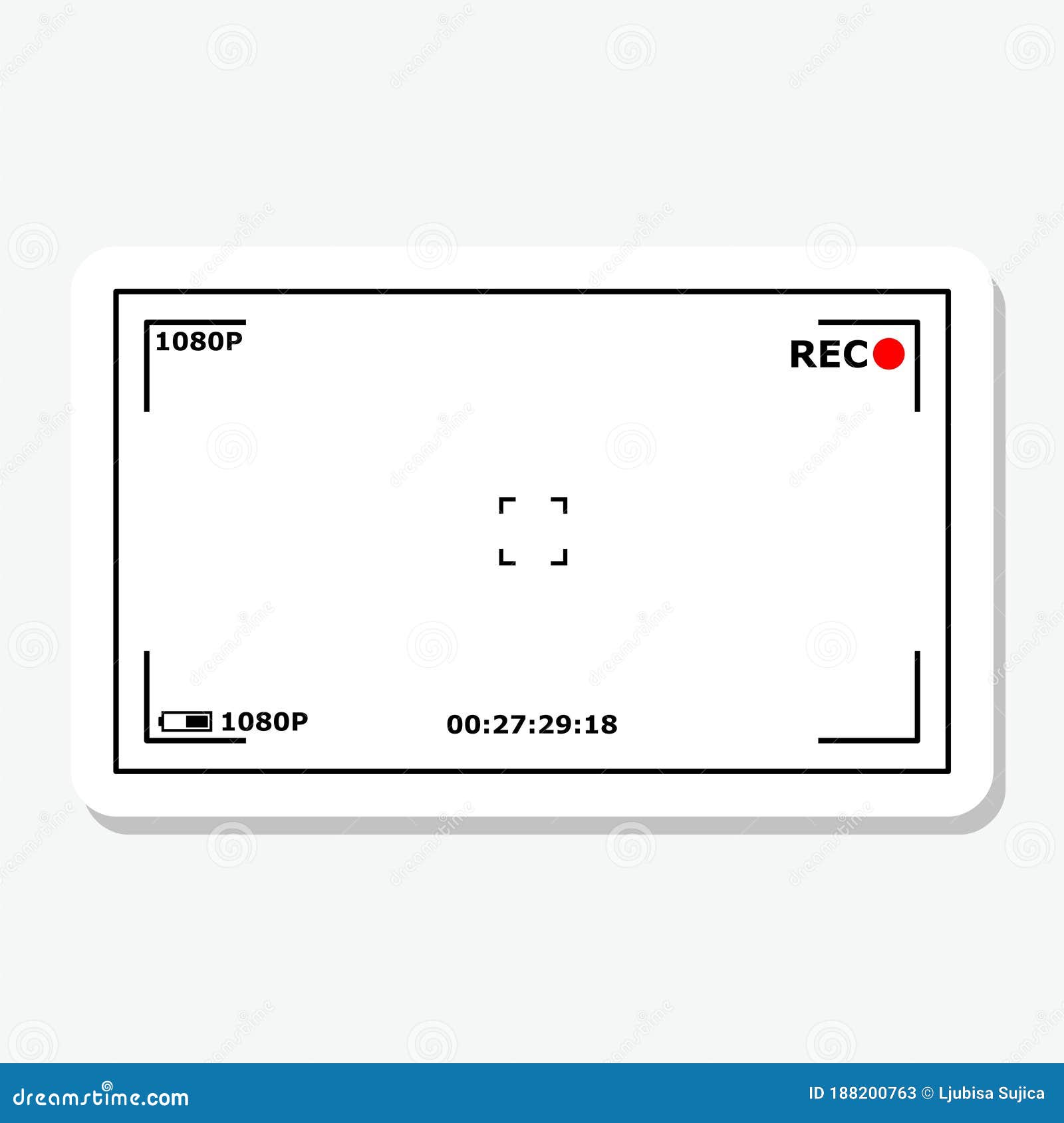 Camera Screen Template Sticker Isolated on Gray Background Stock Vector ...