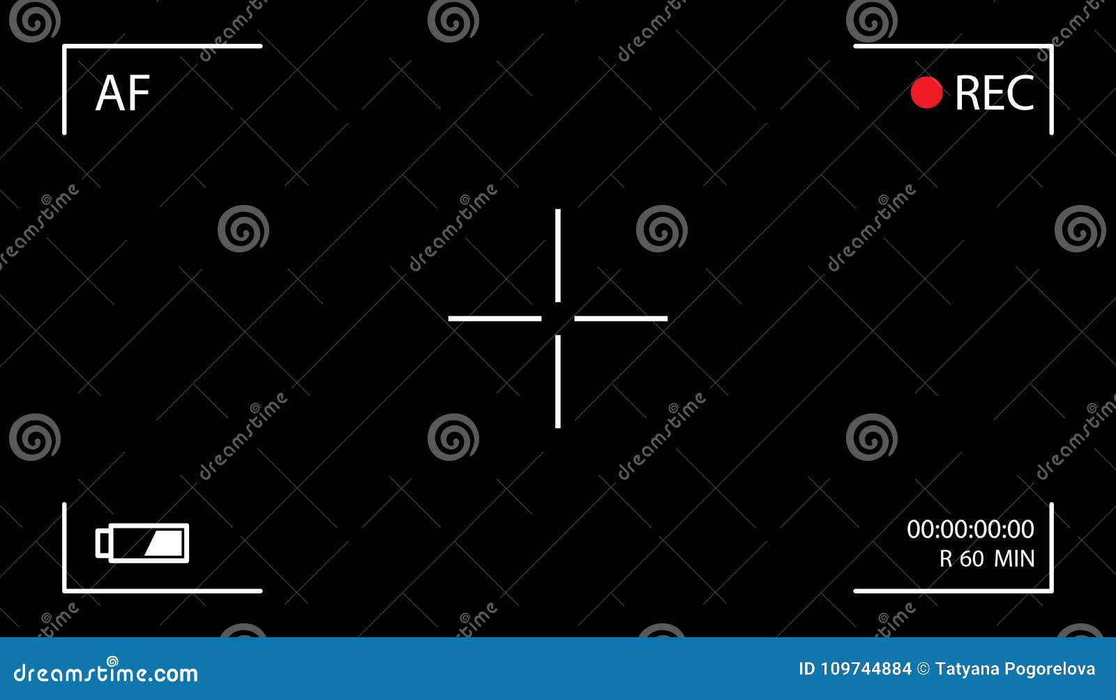 Camera Screen with White Frame, Figures and Battery Symbol. Camcorder ...