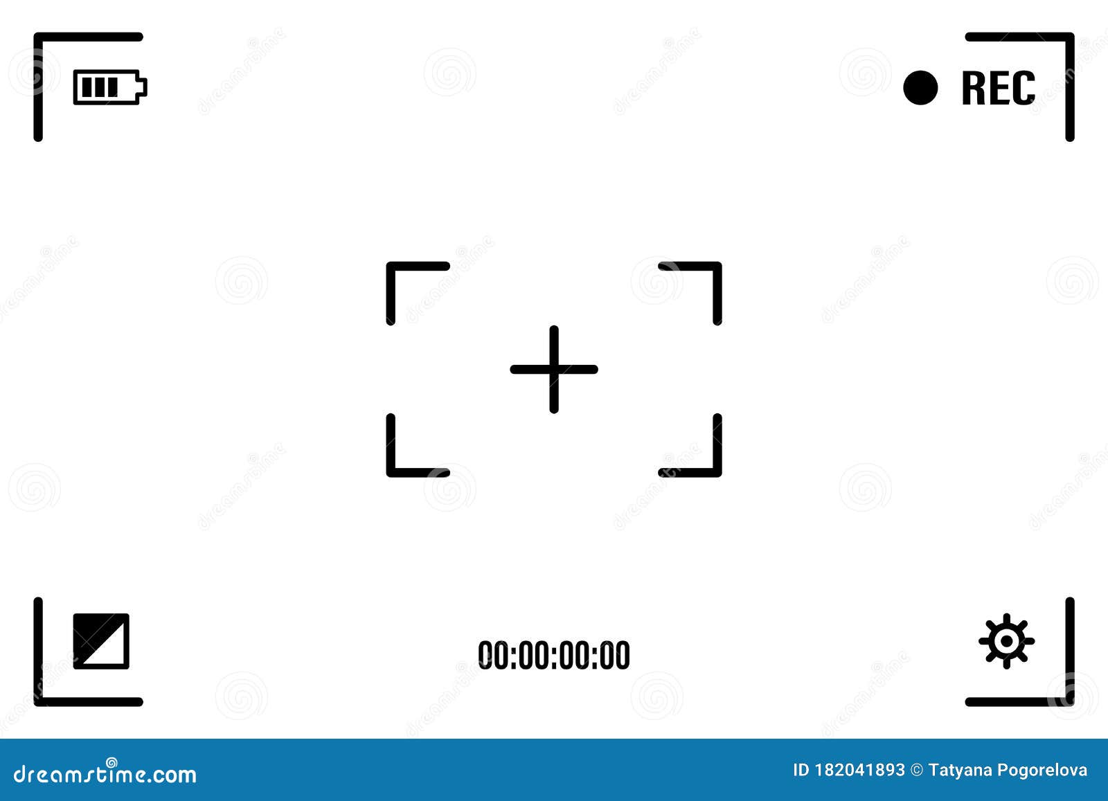 Camera Screen with White Frame, Figures and Battery Symbol. Camcorder ...