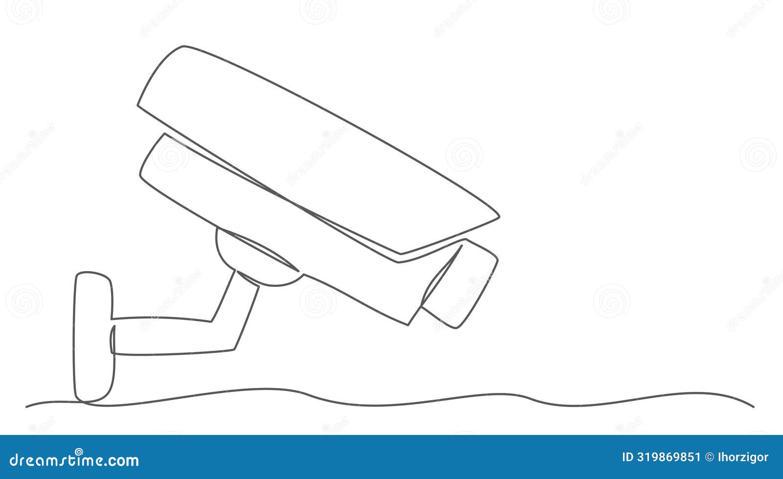 Camera Security One Line Drawing on White Background Stock Vector ...