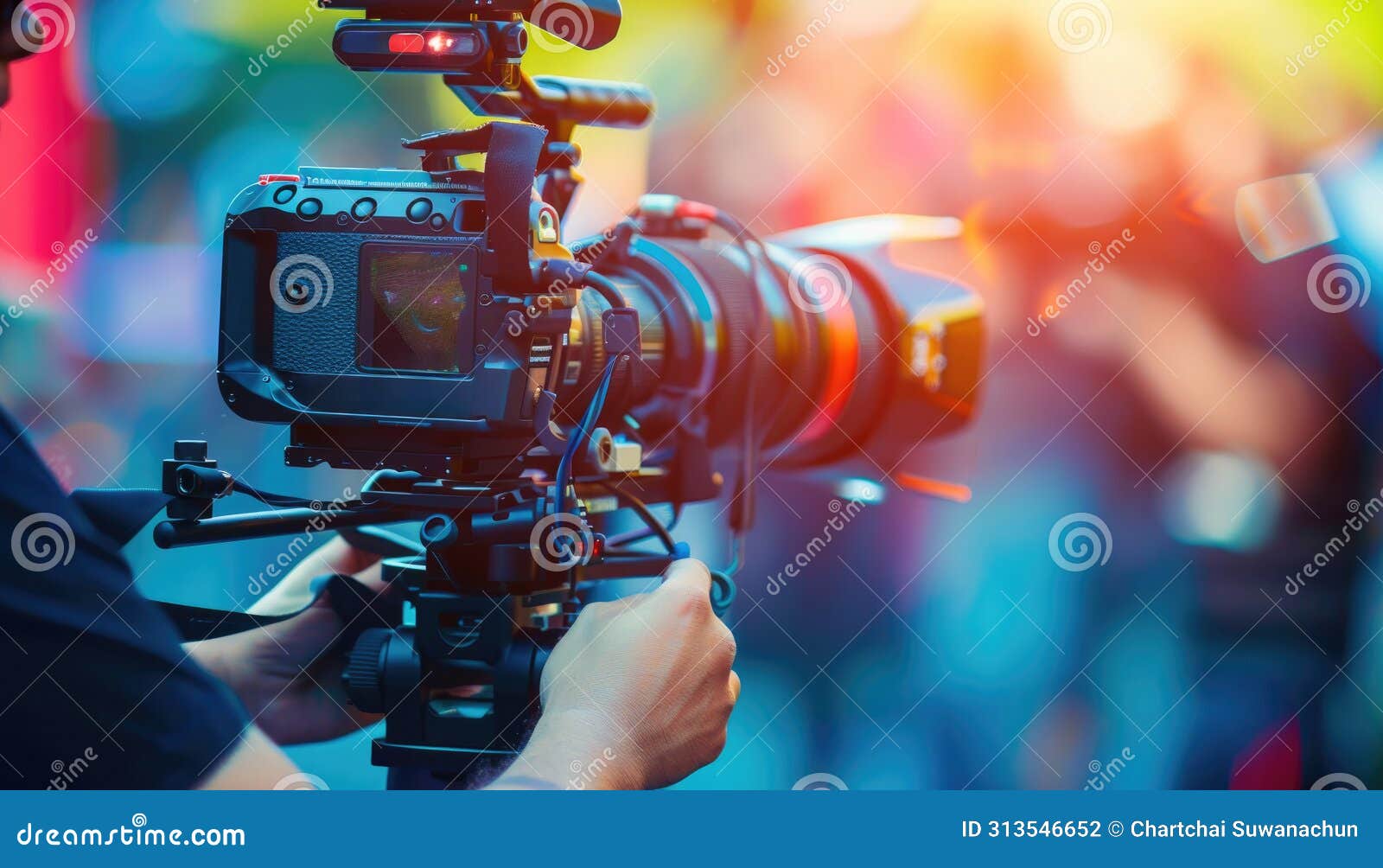 A Camera is Set Up in Front of a Crowd of People by AI Generated Image ...