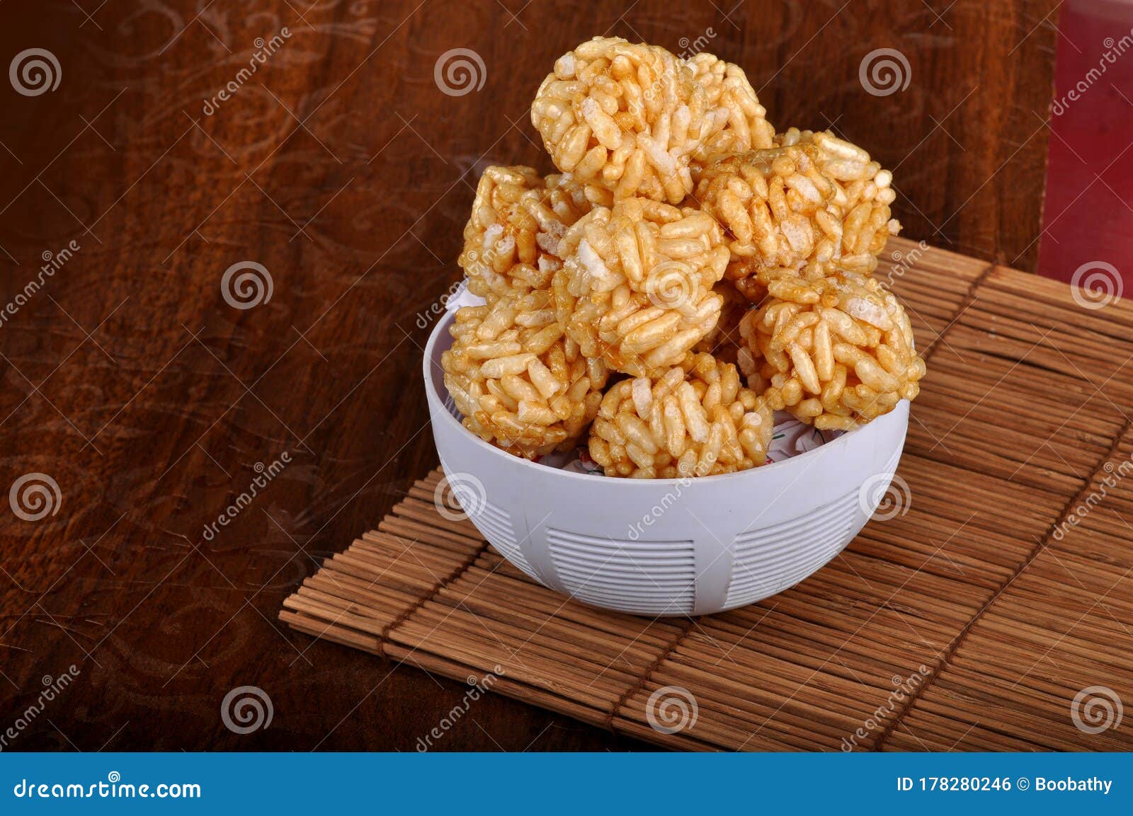 Sweet puffed rice balls stock photo. Image of sweet - 178280246