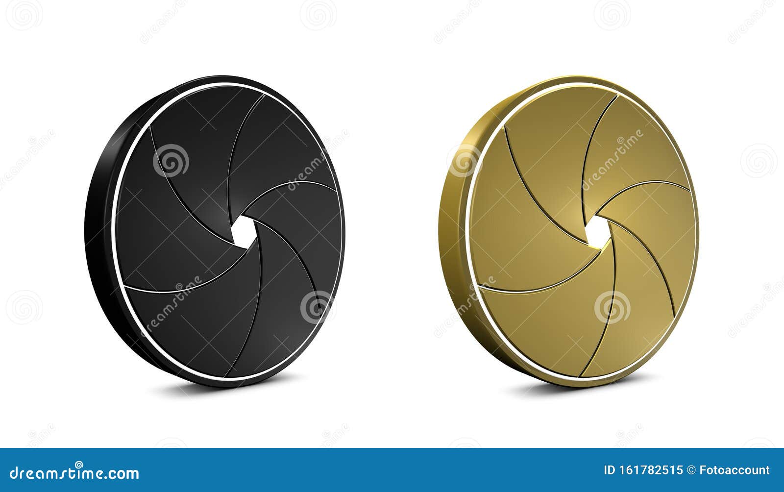 Camera Shutter Aperture - Black and Golden 3D Illustration - Isolated ...