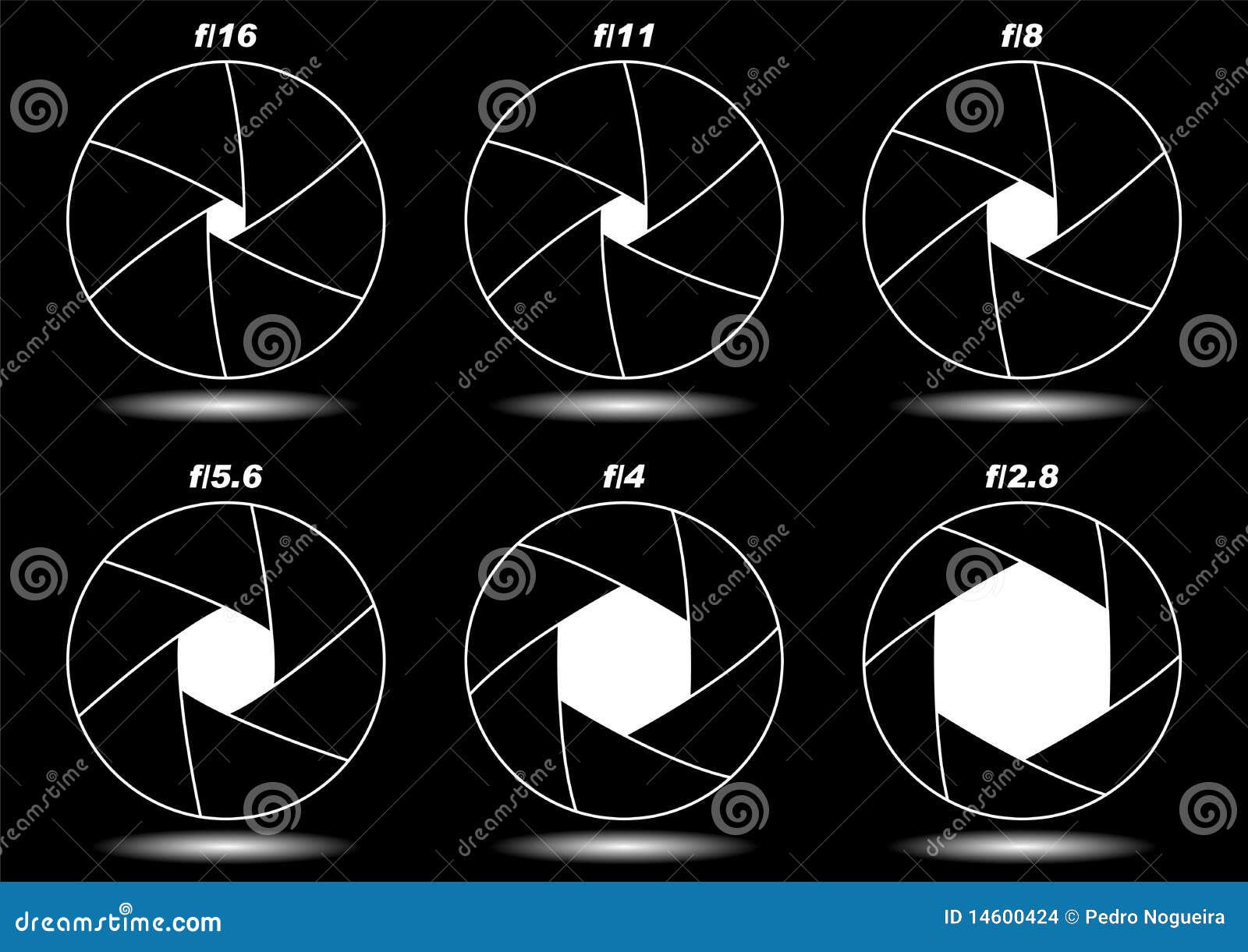 Camera Shutter Apertures - Black And White Vector Illustrations Set ...