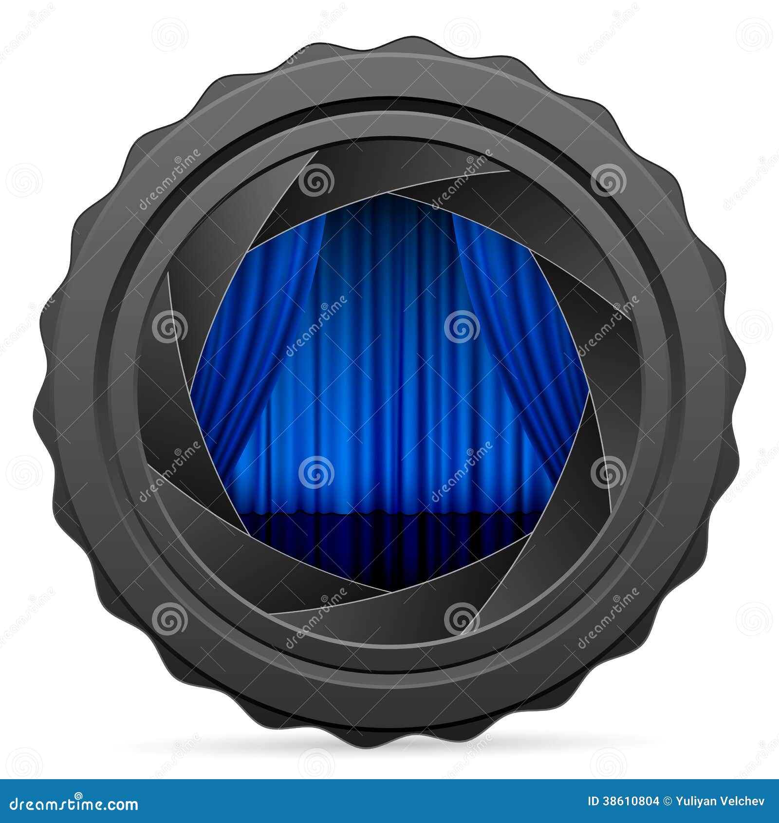 Camera Shutter with Blue Curtain Stock Vector - Illustration of ...