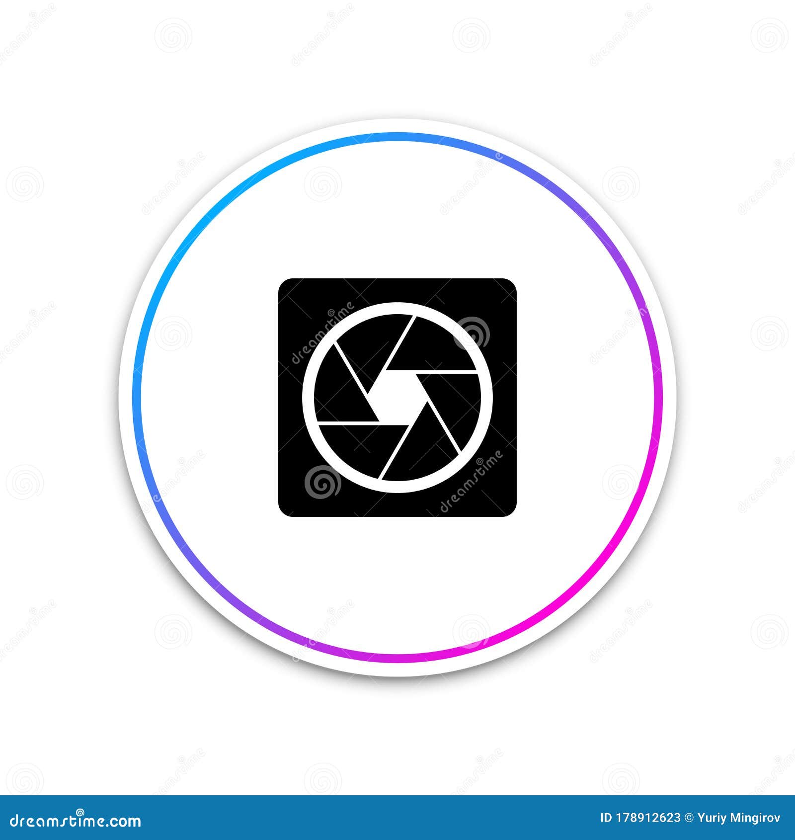 Camera Shutter Icon Isolated on White Background. Circle White Button ...