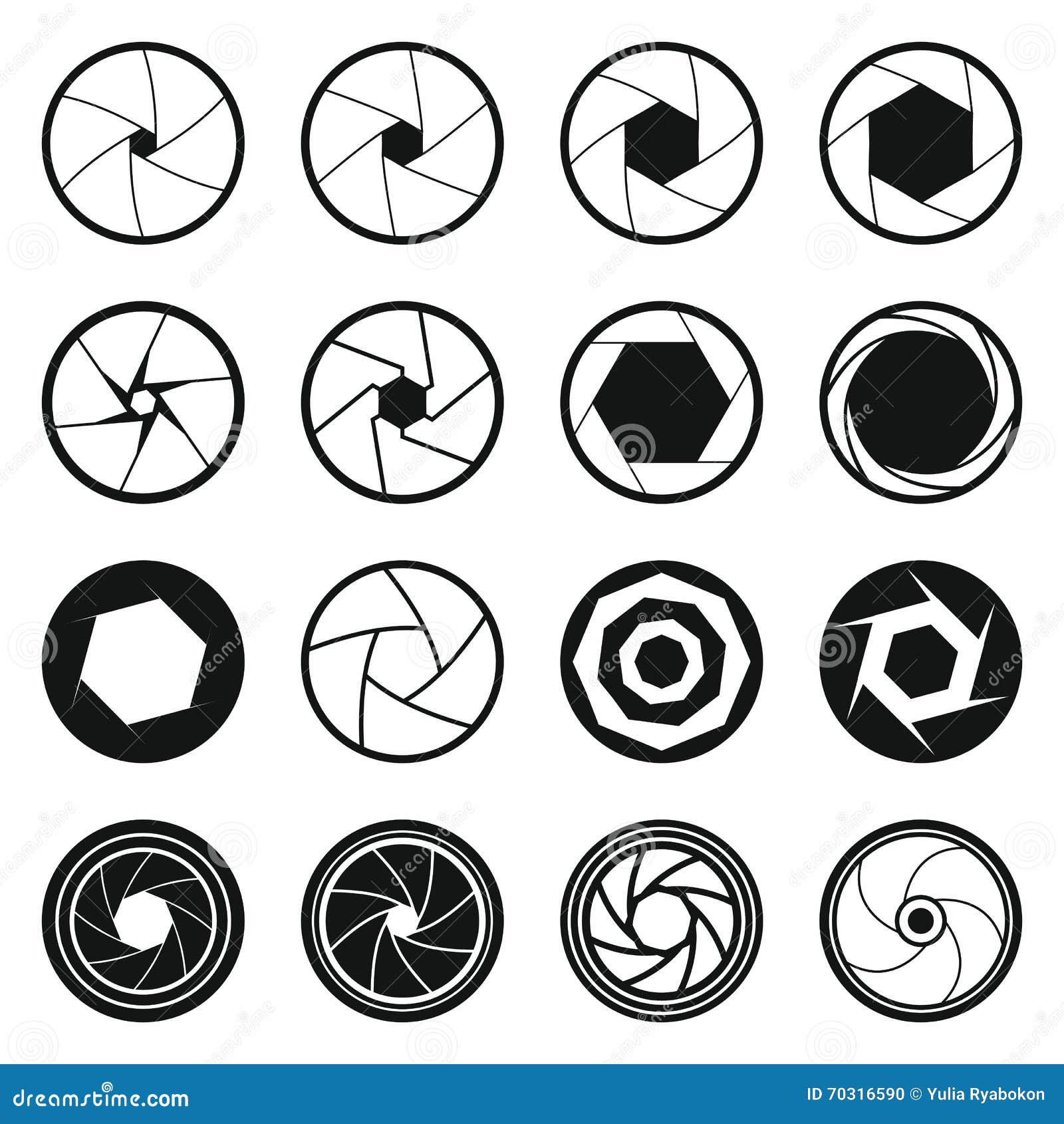 Camera Shutter Icons Set, Black Simple Style Stock Vector ...