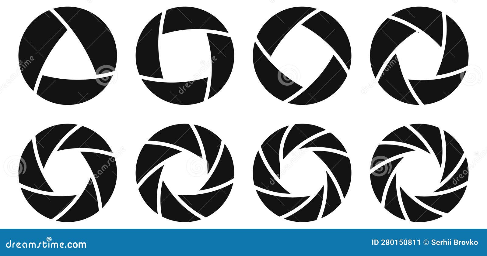 Camera Shutter Icons Set. Camera Lens Diaphragm Collection Stock Vector ...