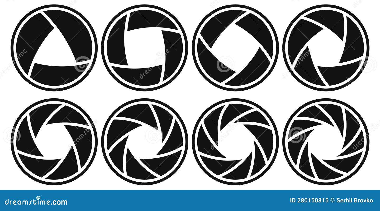 Camera Shutter Icons Set. Camera Lens Diaphragm Collection Stock ...