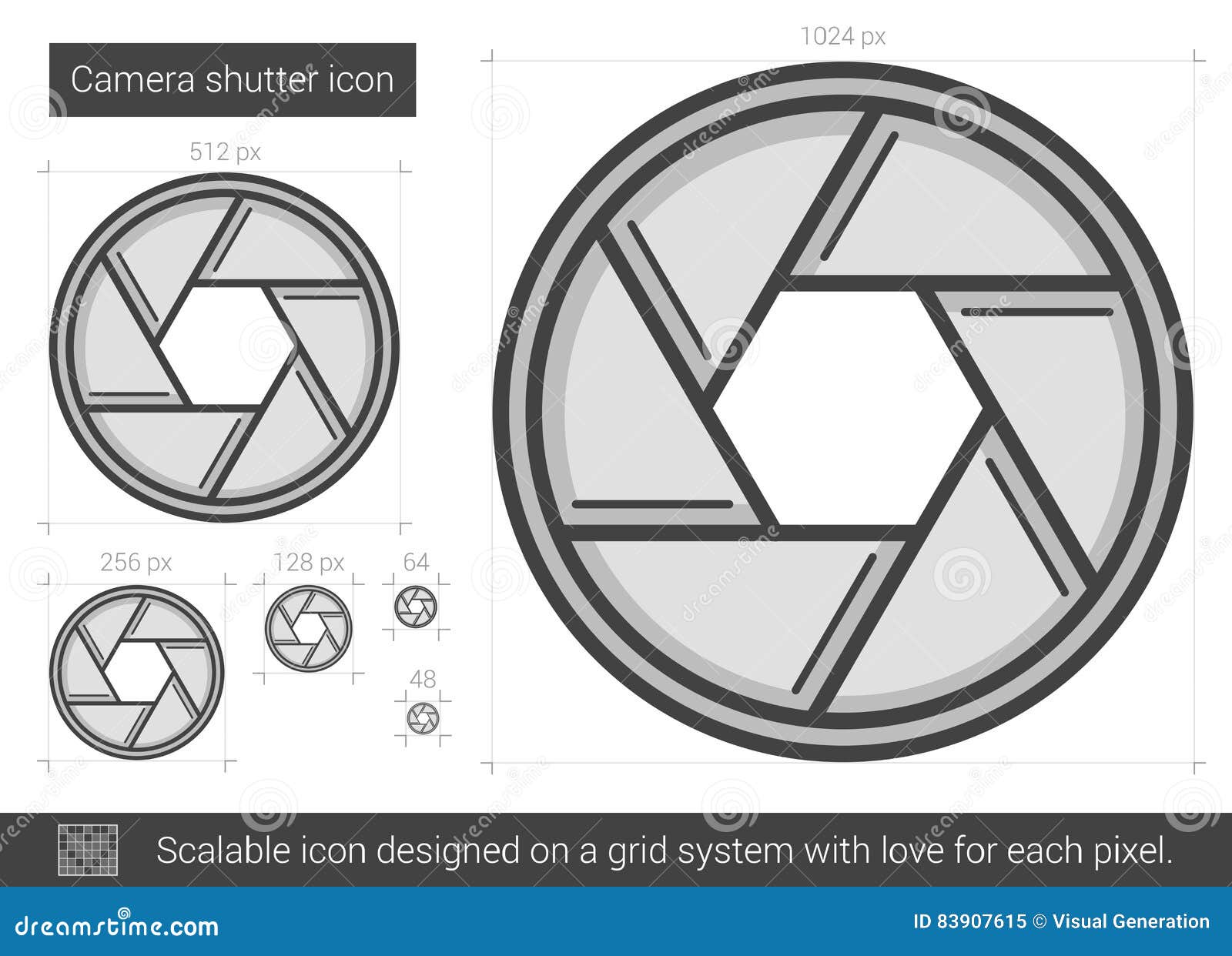 Camera shutter line icon. stock vector. Illustration of pattern - 83907615