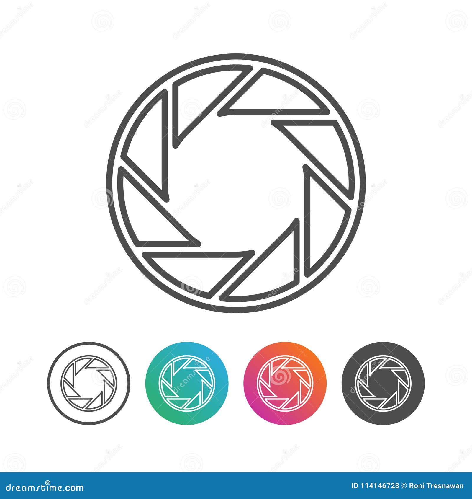 Camera Shutter Outline Icon Symbol Design Set Stock Vector ...