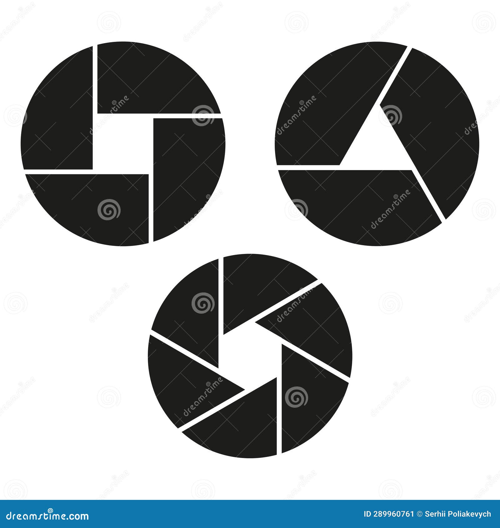 Camera Shutter. Set of Camera Lens Icons. on Off Button.Vector ...