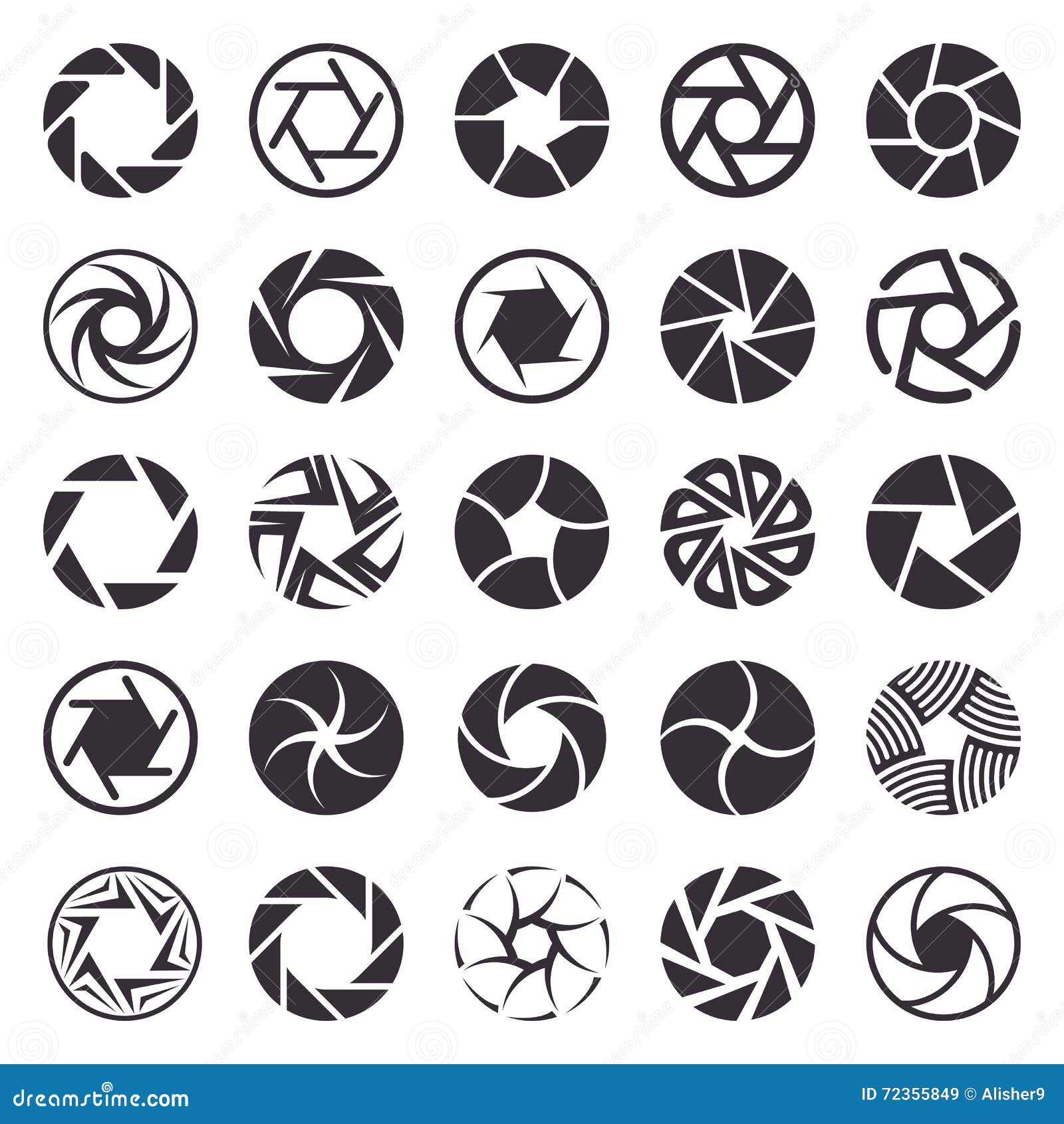 Camera Shutter Vector Icons Set Stock Vector - Illustration of camera ...