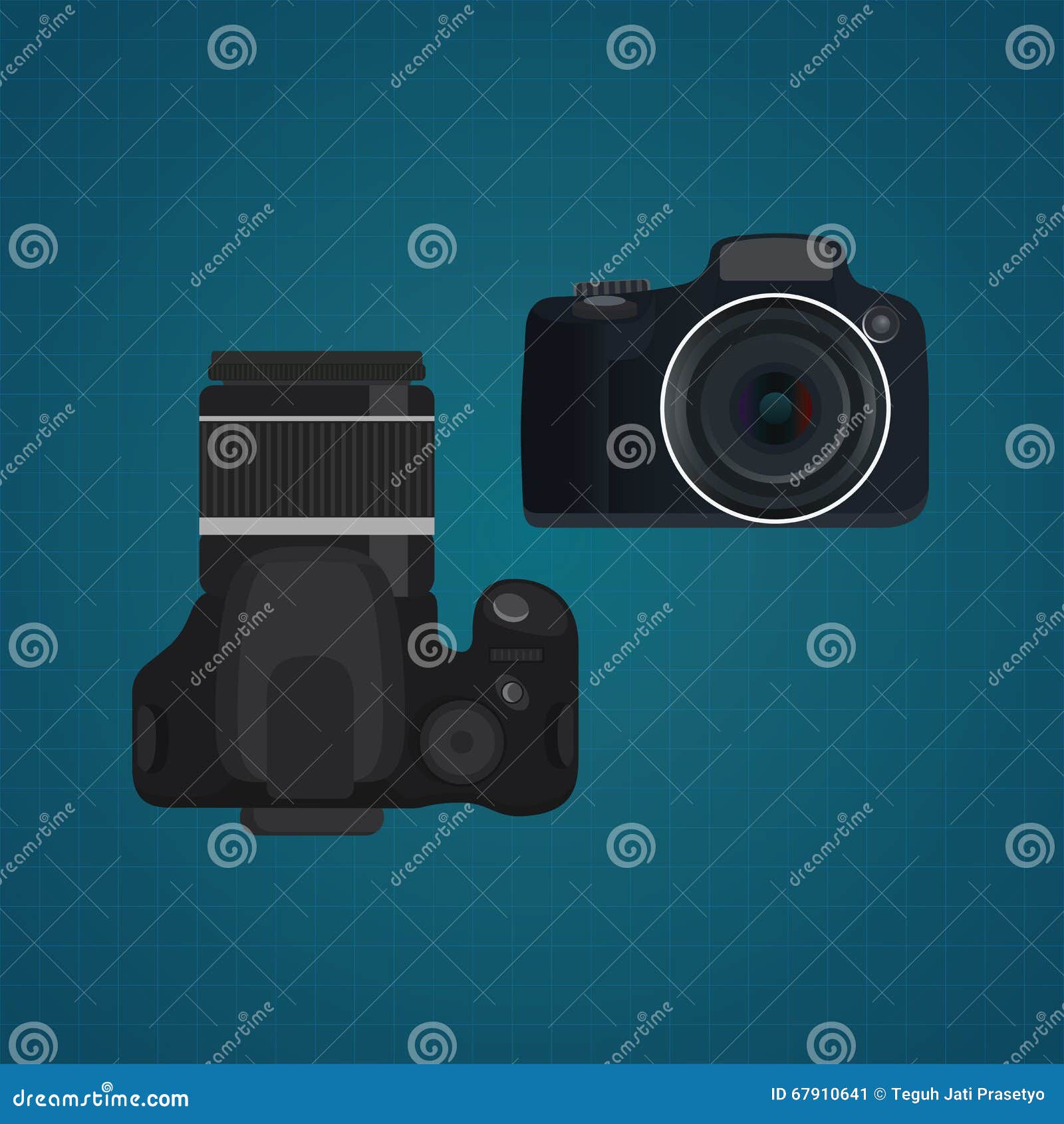 Camera Slr Dslr Vector Illustration from Front and Top View Stock ...