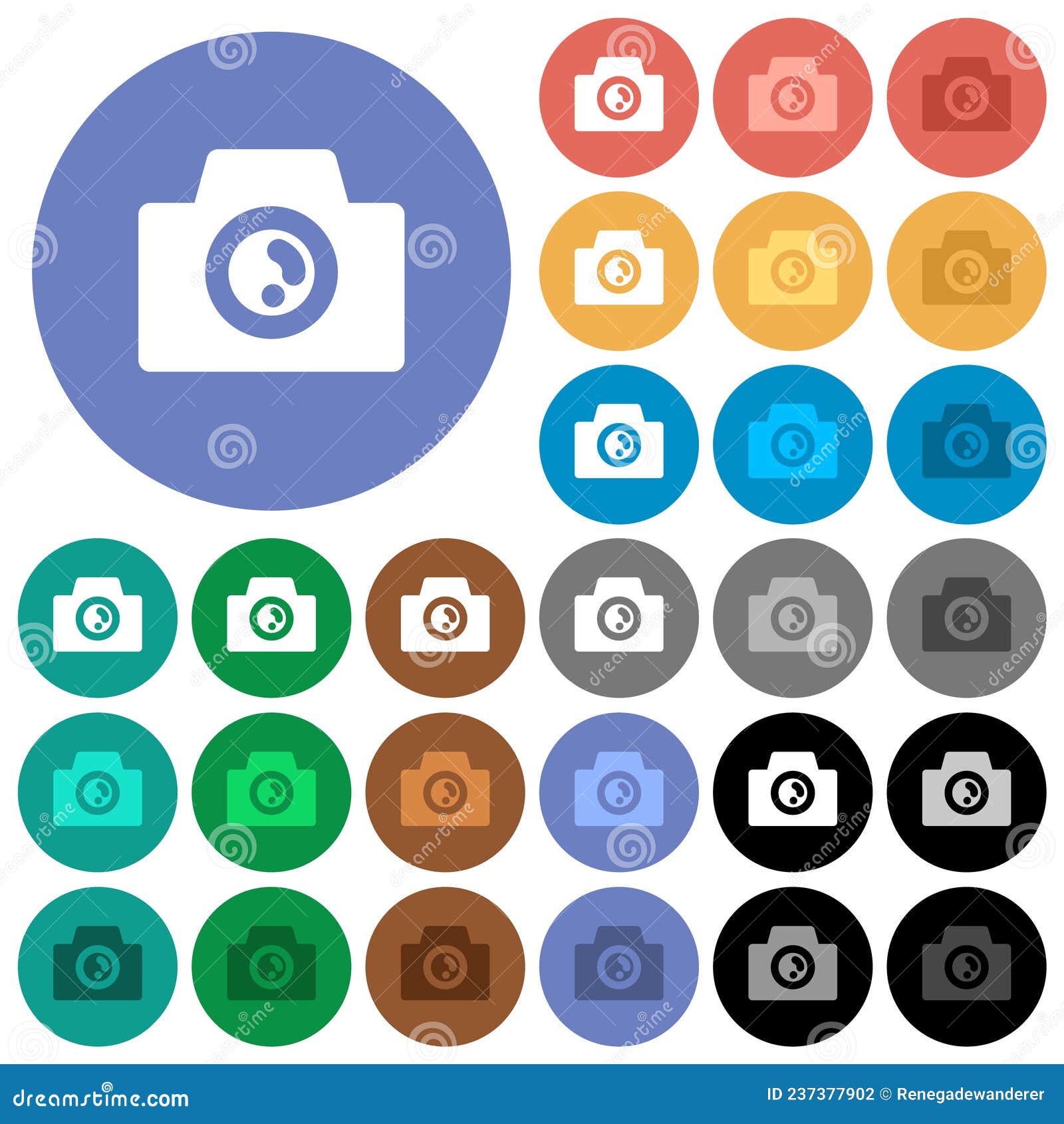 Camera Solid Round Flat Multi Colored Icons Stock Vector - Illustration ...