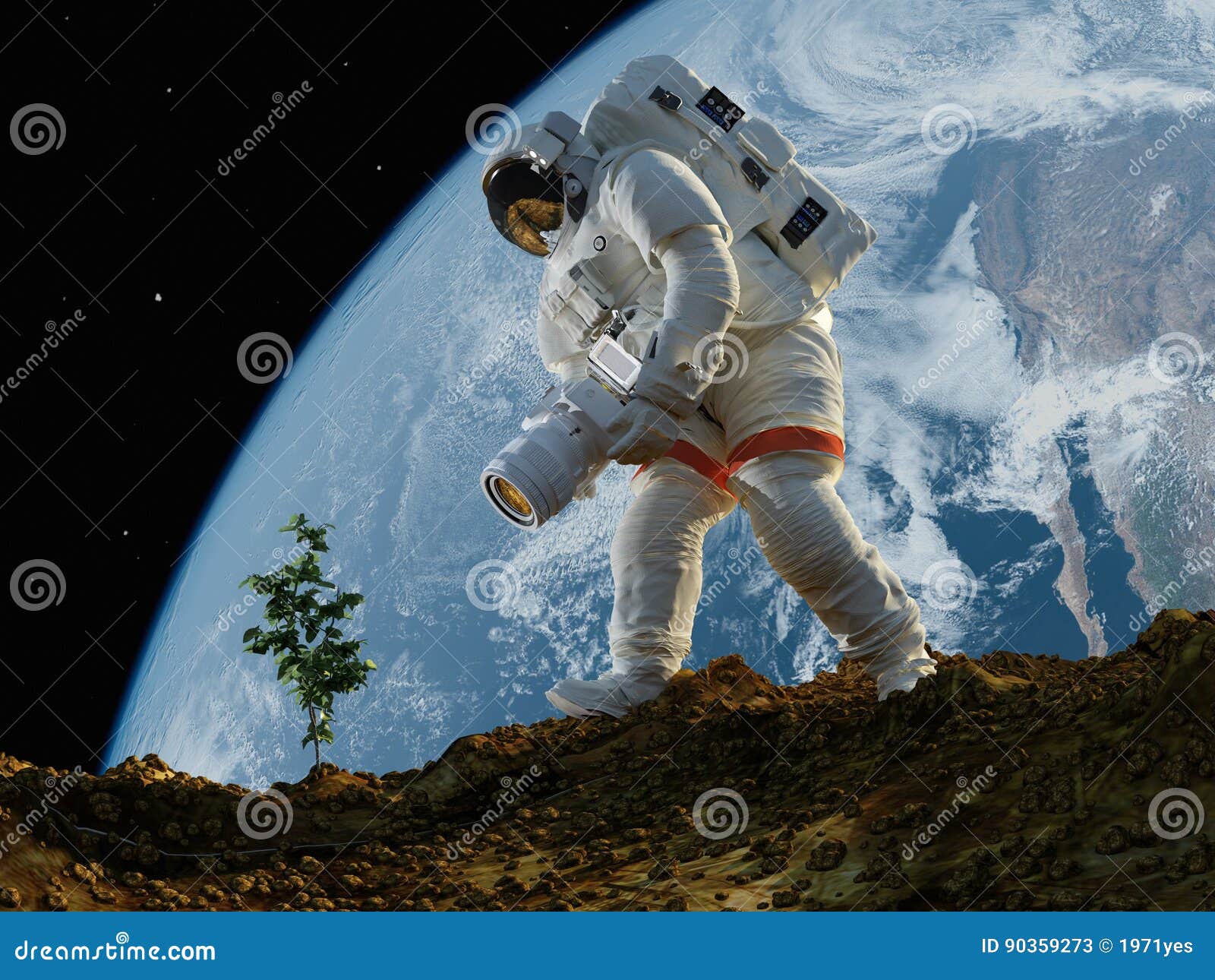 Camera in space. stock illustration. Illustration of spaceman - 90359273