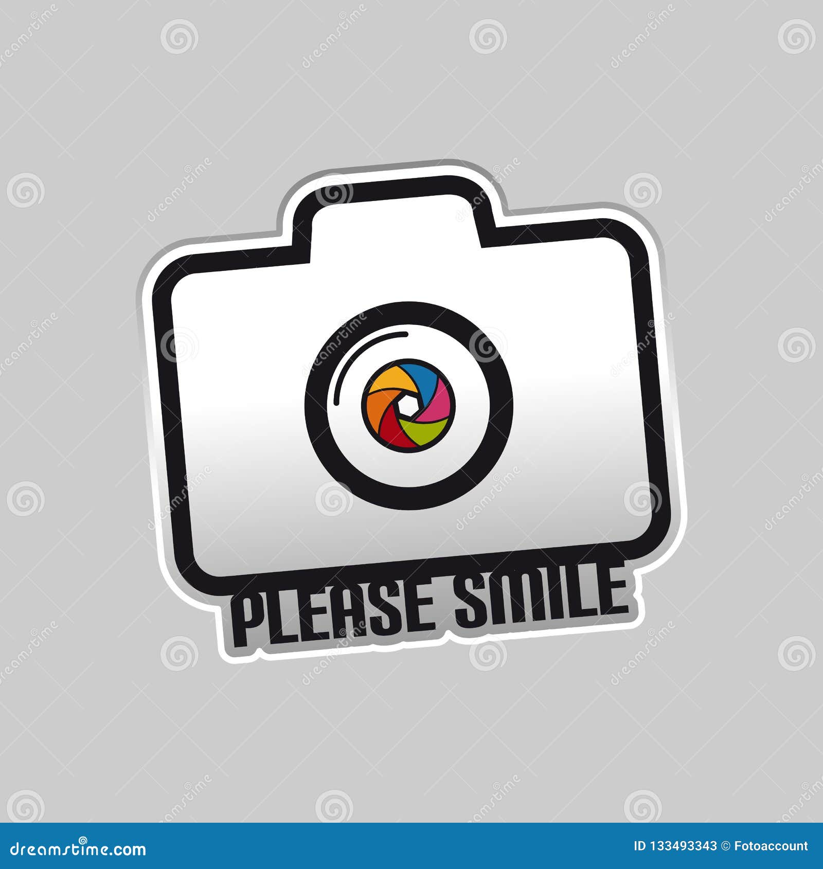 Camera Sticker Button Please Smile - Vector Illustration - Isolated on ...