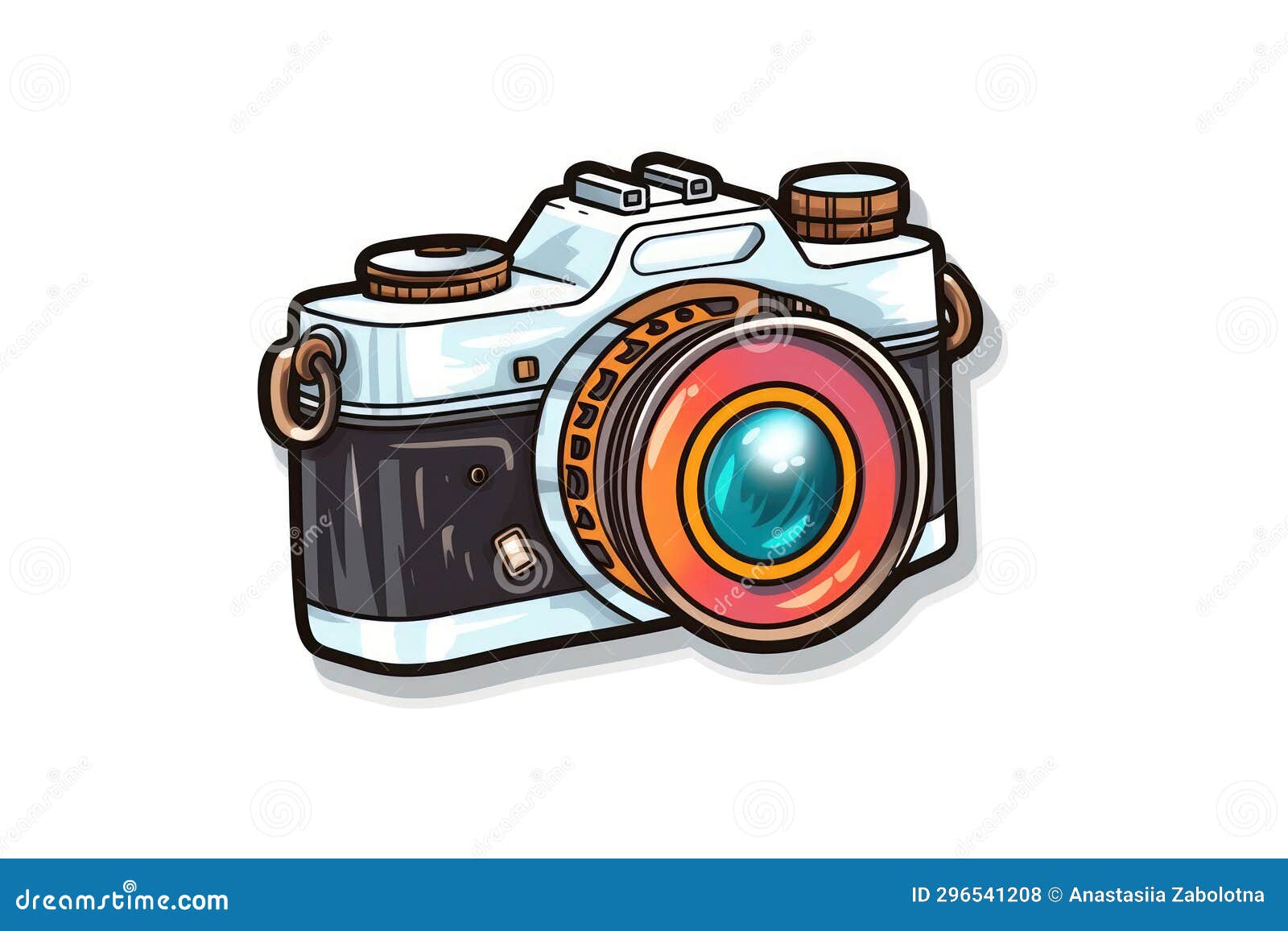 Camera Sticker on White Background. Generative AI Stock Illustration ...