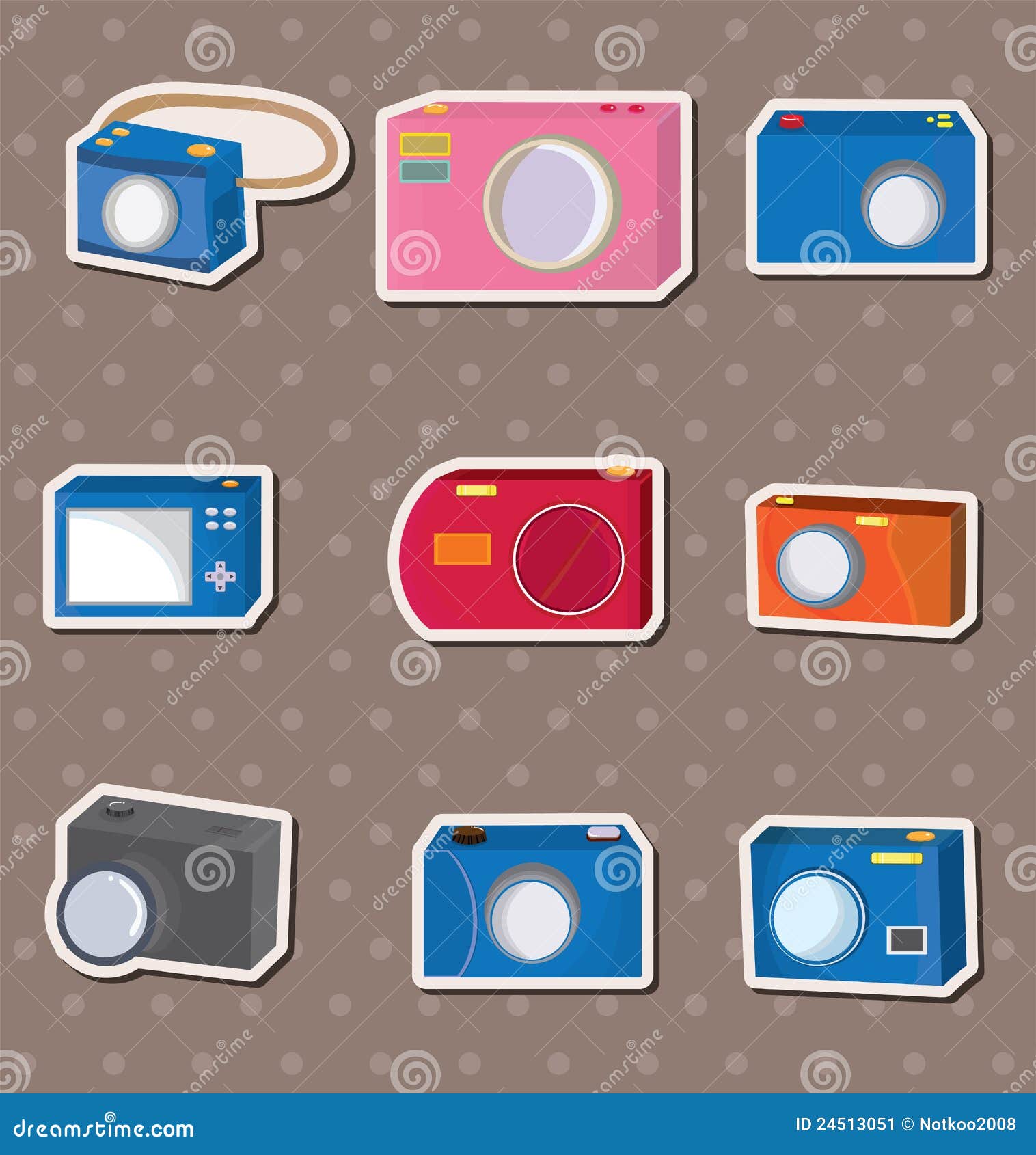 Camera stickers stock vector. Illustration of light, motion - 24513051
