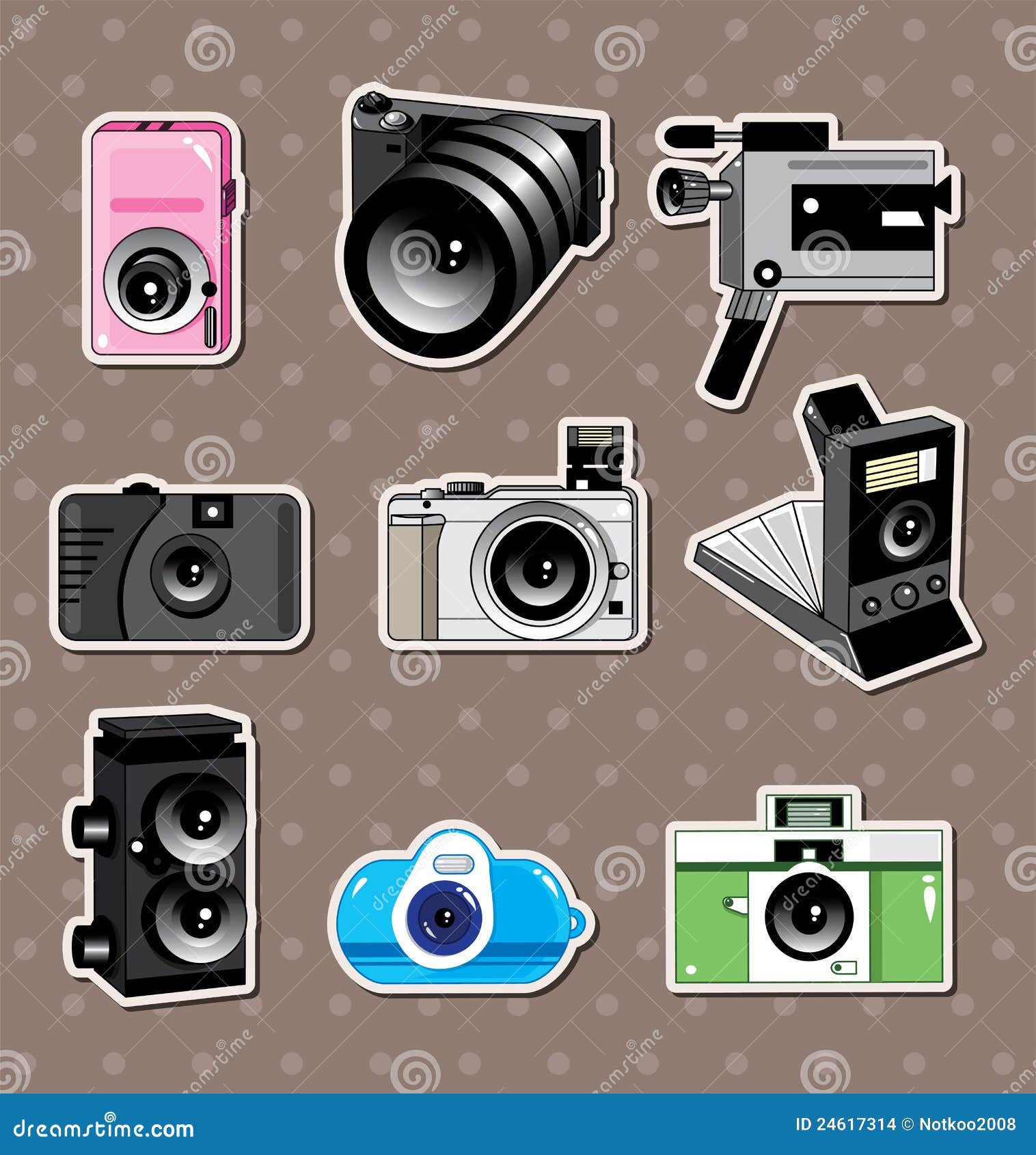 Camera stickers stock vector. Illustration of analog - 24617314