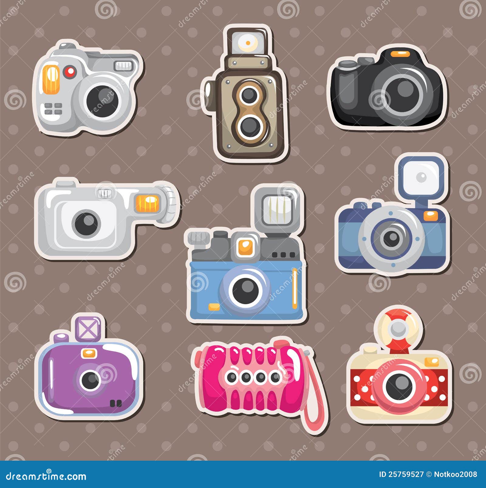 Camera stickers stock vector. Illustration of cartoon - 25759527