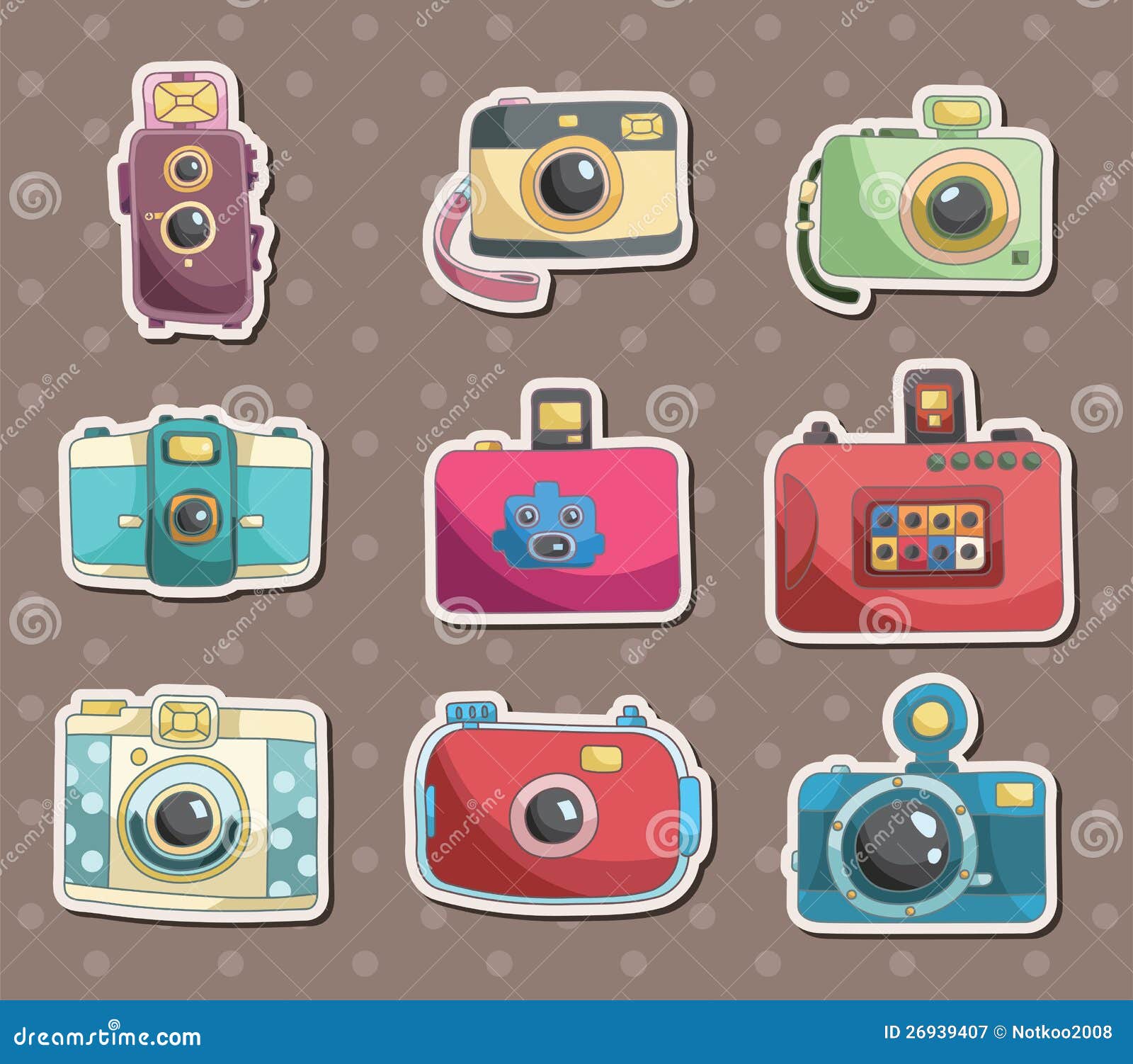 Camera stickers stock vector. Illustration of black, optical - 26939407