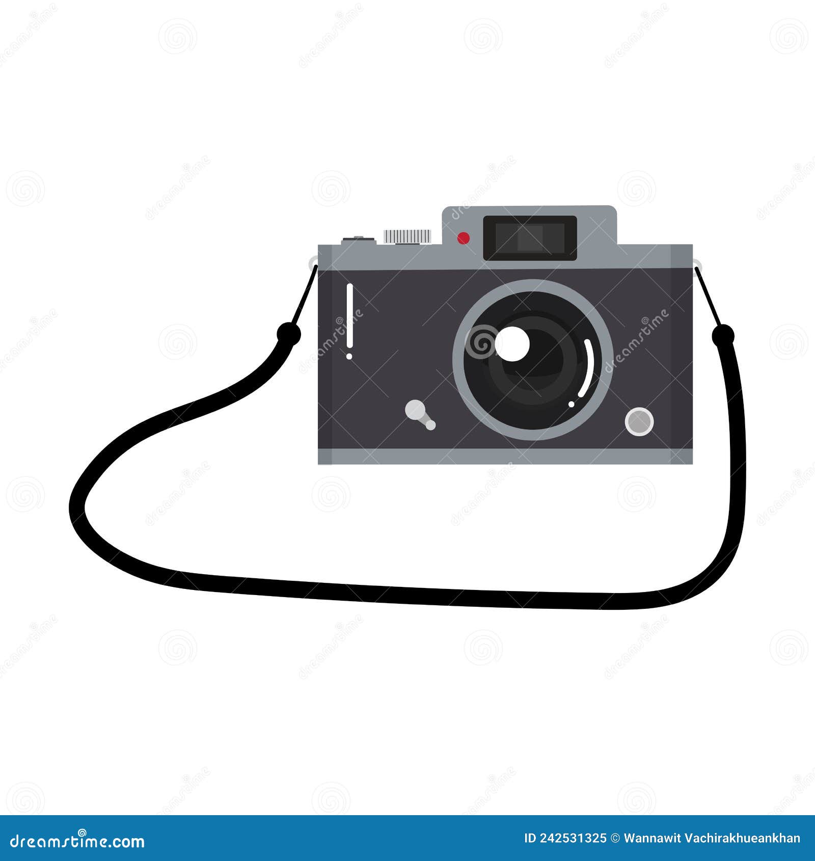 Camera with on Strap Vector Stock Vector - Illustration of heavy, black ...
