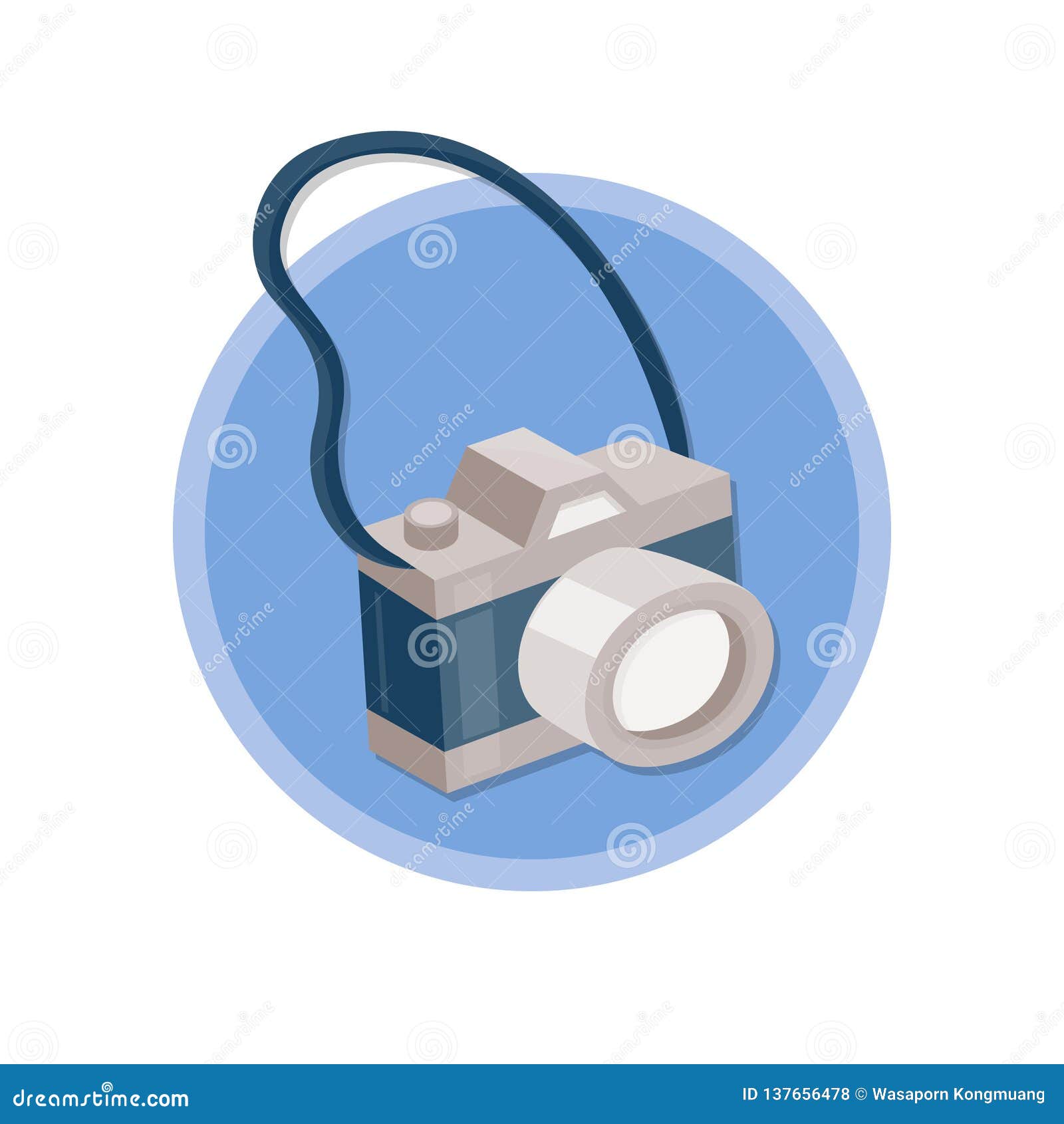 Camera with Strap. Vector Icon. Stock Vector - Illustration of device ...