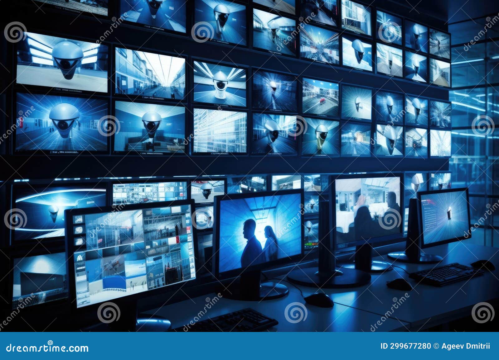 Technology Computer Monitoring Secure Video Panel Cctv Surveillance ...