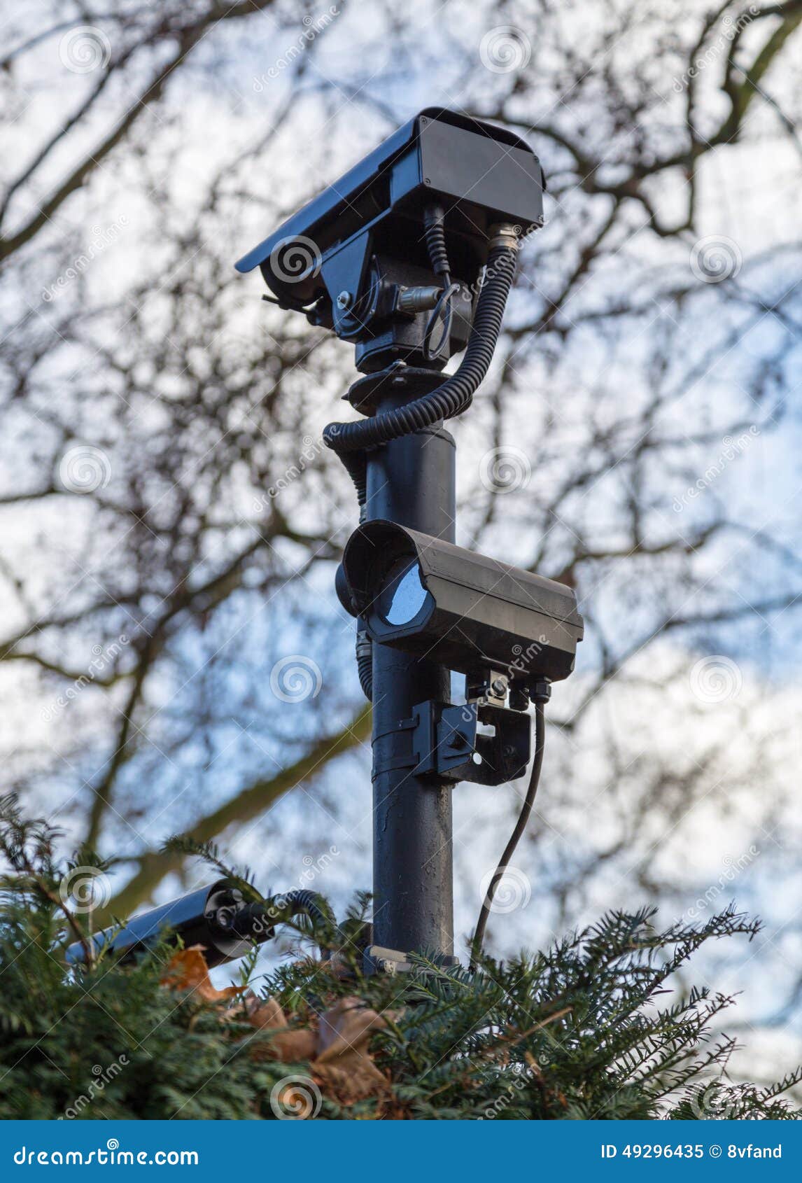 Camera Surveillance for Security on a Plot of Land Stock Image - Image ...