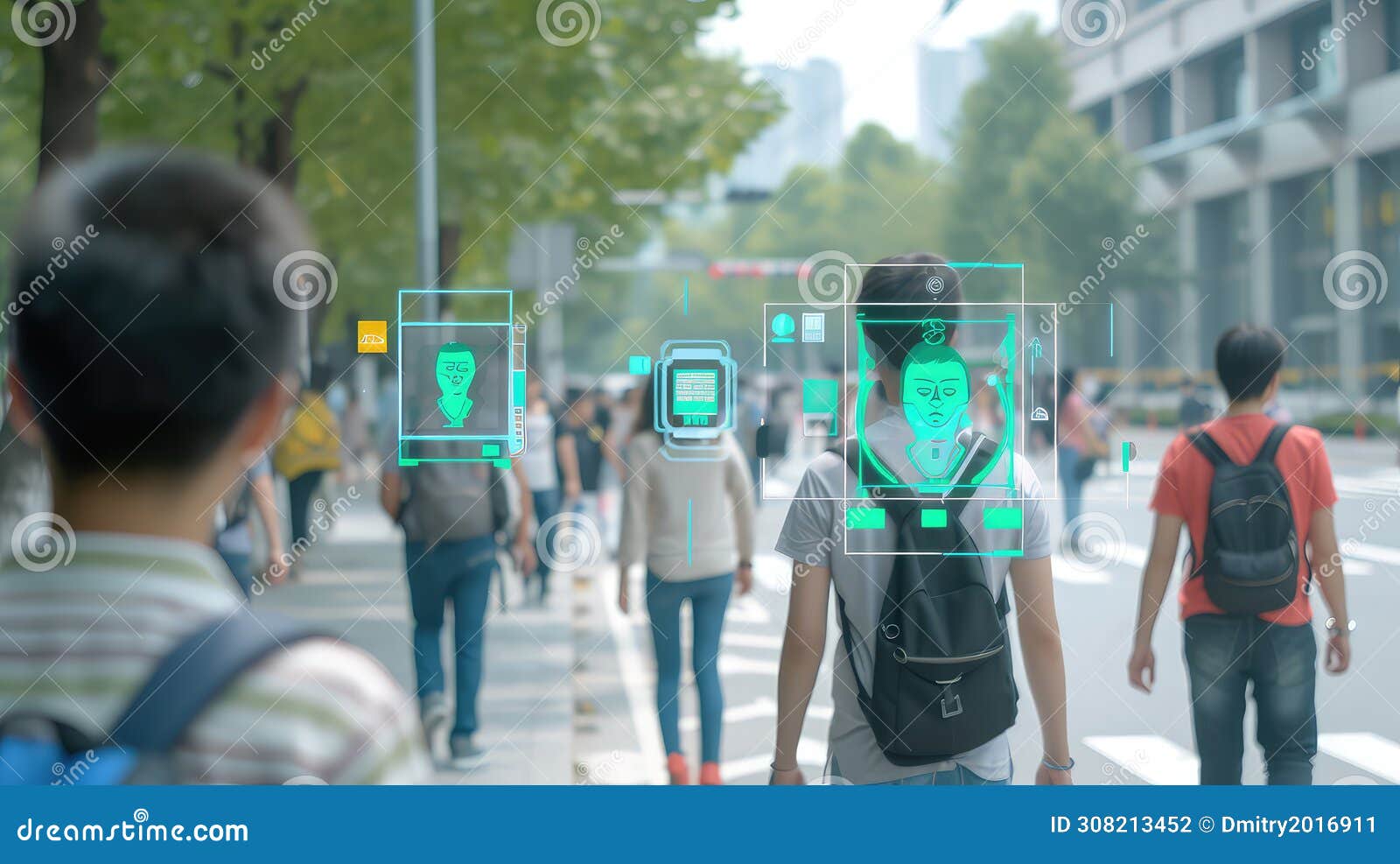 Camera System Analyzing Crowd Patterns for Security. Stock Photo ...
