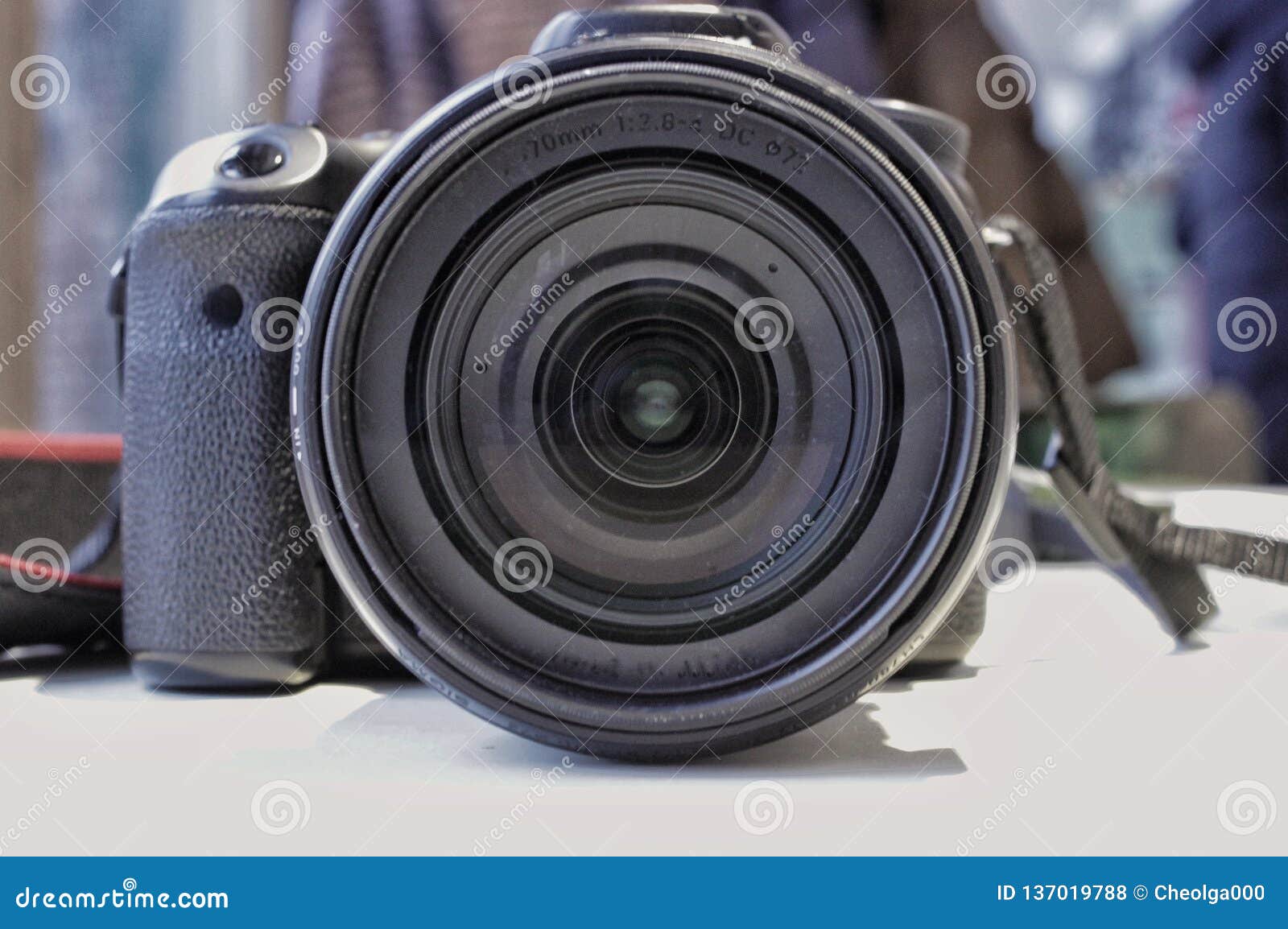 Camera on the Table, View of the Lens Stock Photo - Image of modern ...