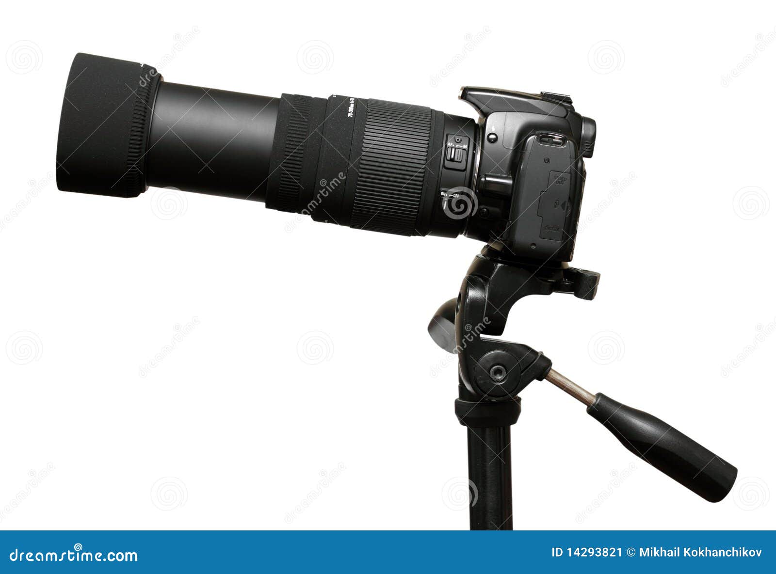 Camera with Telephoto Zoom Lens Stock Image - Image of recording, shot ...