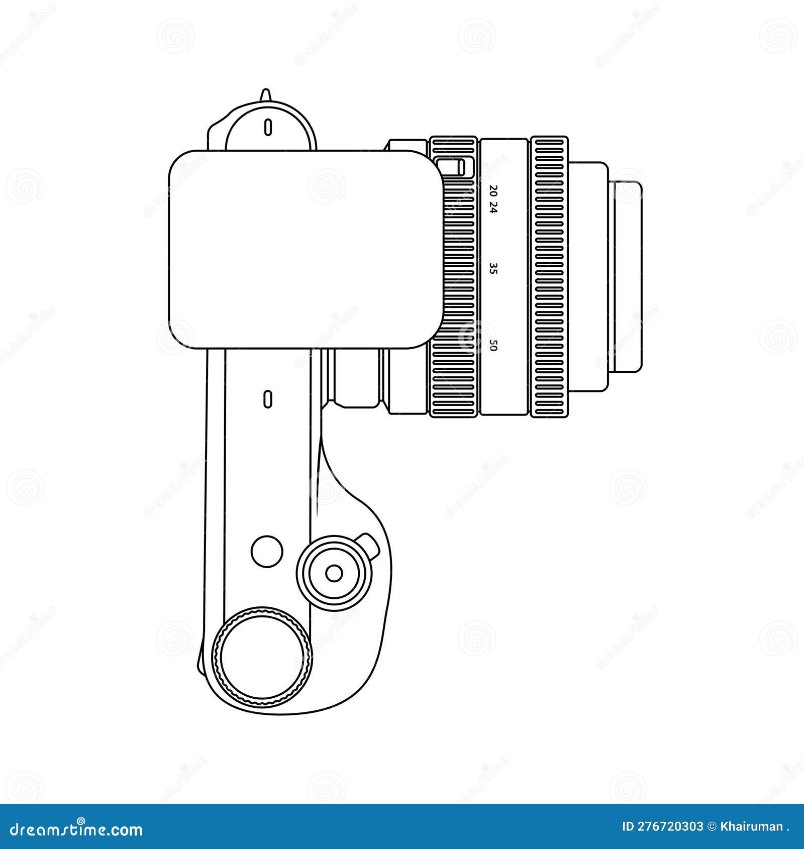 Camera Top View Outline Icon Illustration on Isolated White Background ...